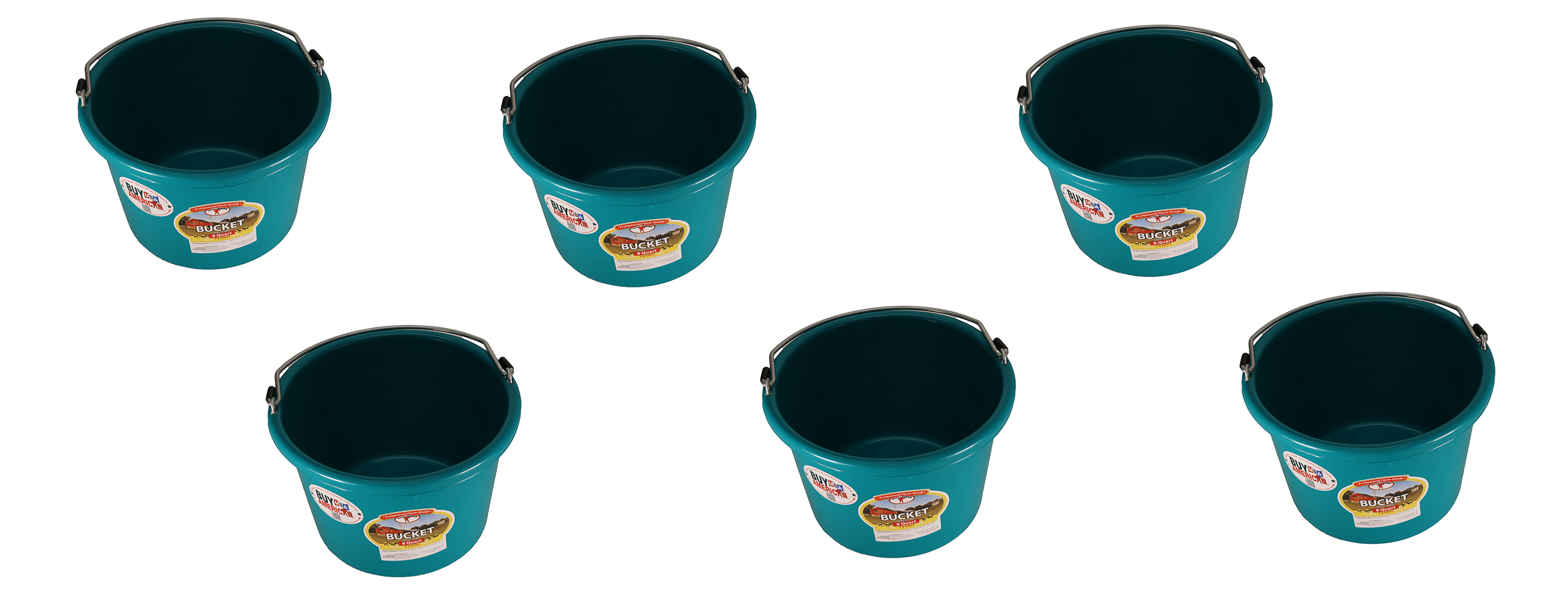 Little Giant Teal 8 Quart Plastic Bucket Pack of 6 - P8TEAL - Walmart.com
