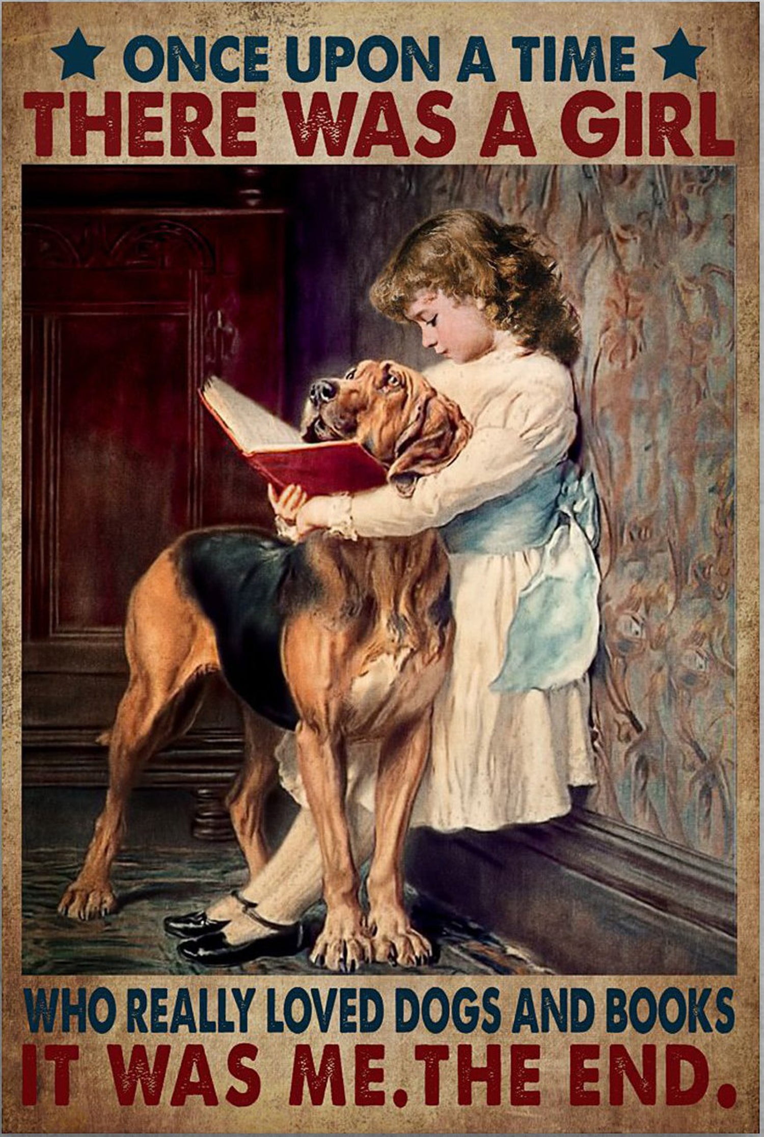 Little Girl And Dog Reading Book Once Upon A Time There Was A Girl Who ...