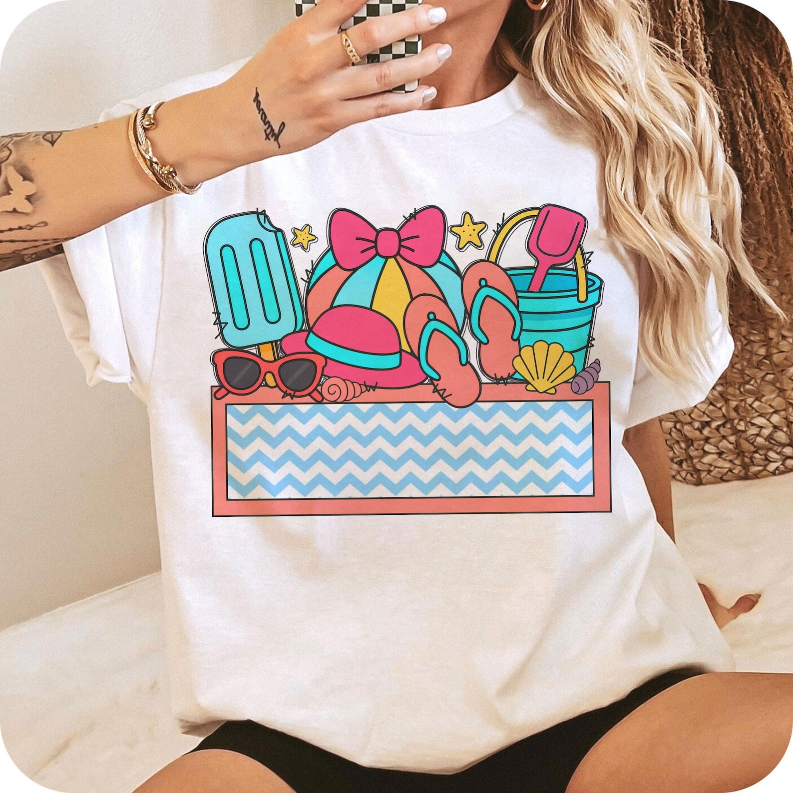 Little Girl Beach Name Plate Shirt, Coquette Summer Tee, Toddler Summer ...