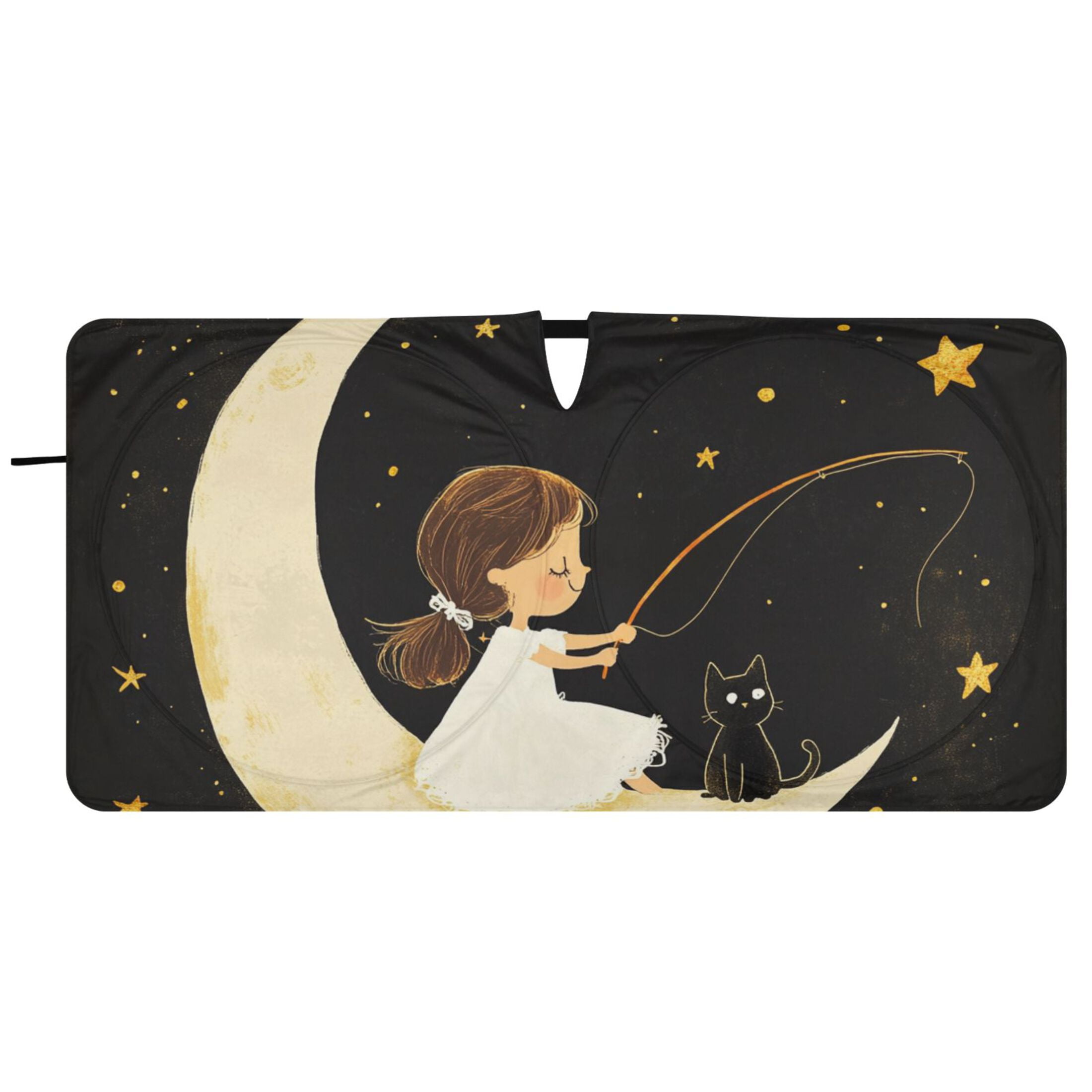 Little Girl Cat Moon Stars Car Windshield Sun Shade Foldable Front ...