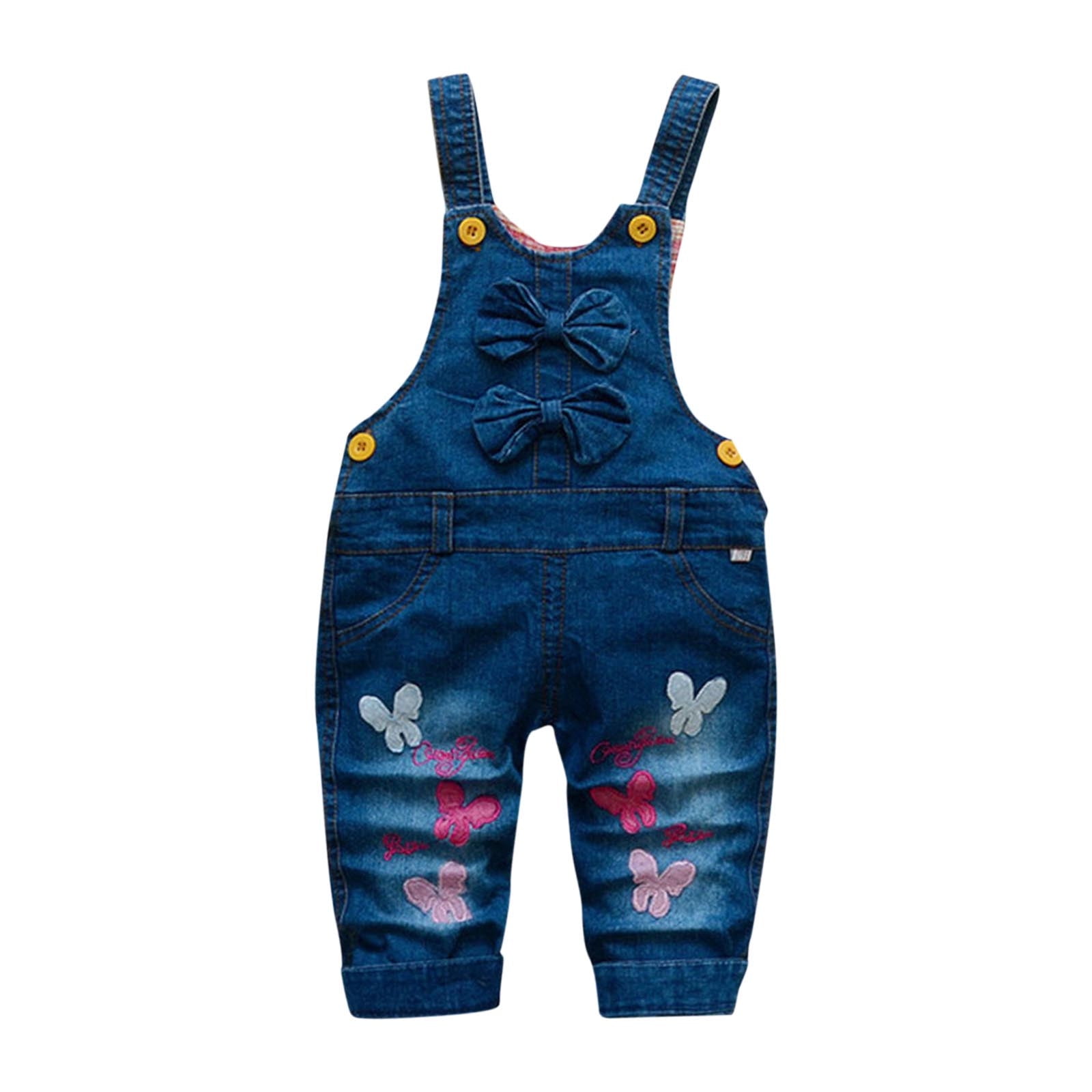 Little Girl Denim Overalls Toddler Girls Jeans 4t-5t Cute Embroidered ...