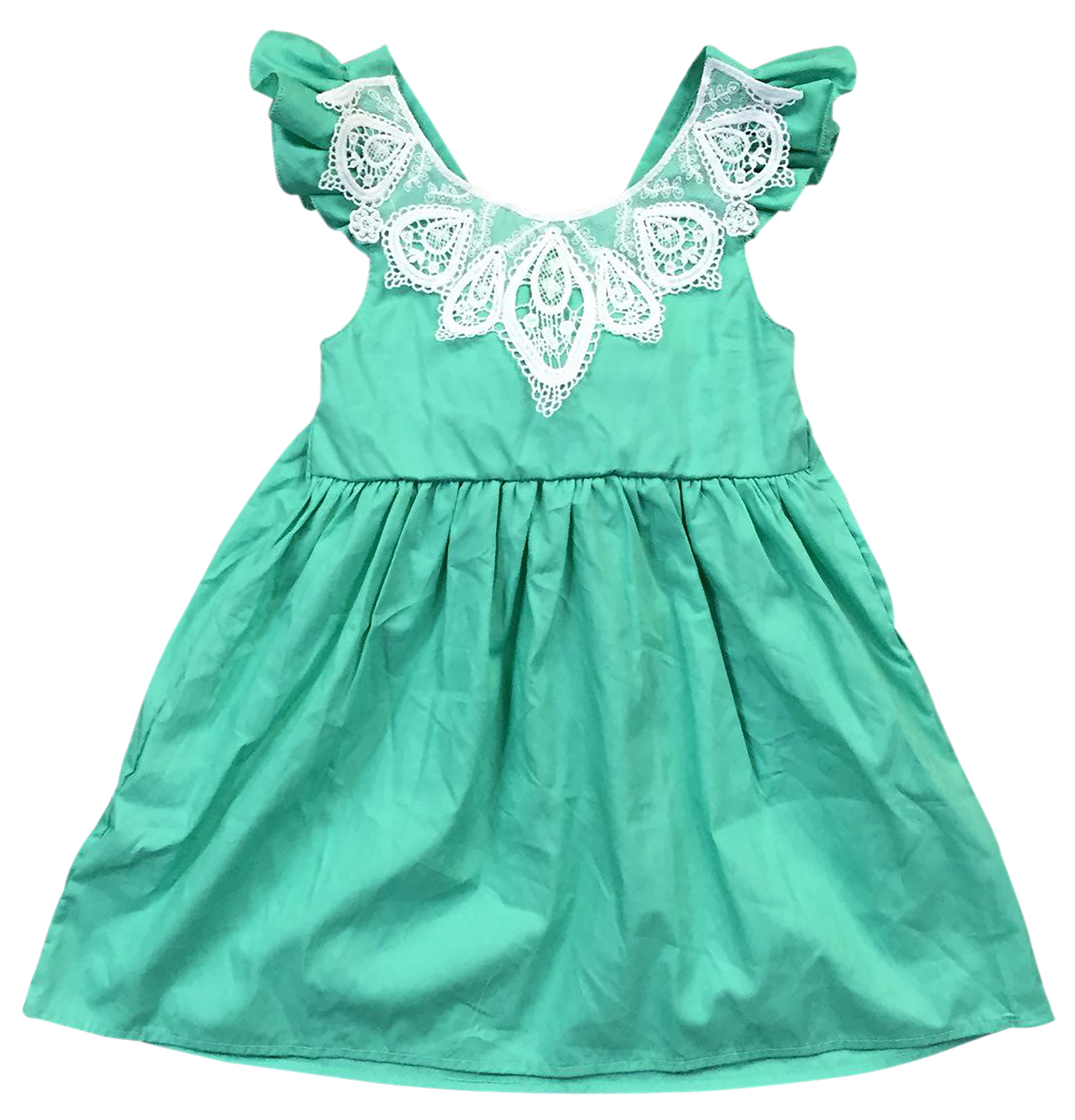 Little Girl Dress Kids Ruffle Sleeve Lace Party Birthday Flower Girl ...