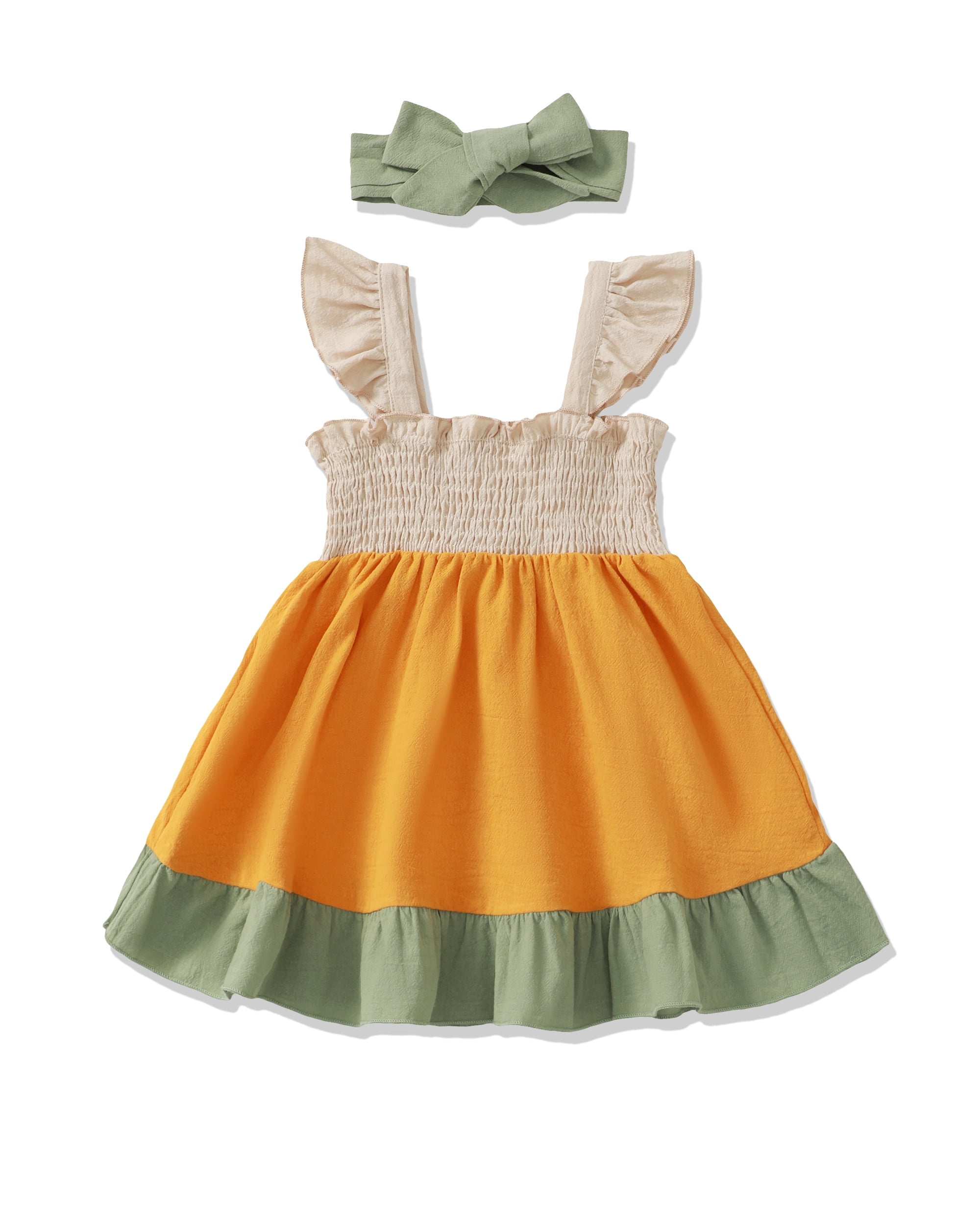 Little Girl Dresses 5 Year Old Clothes Summer Outfits Yellow Sleeveless ...