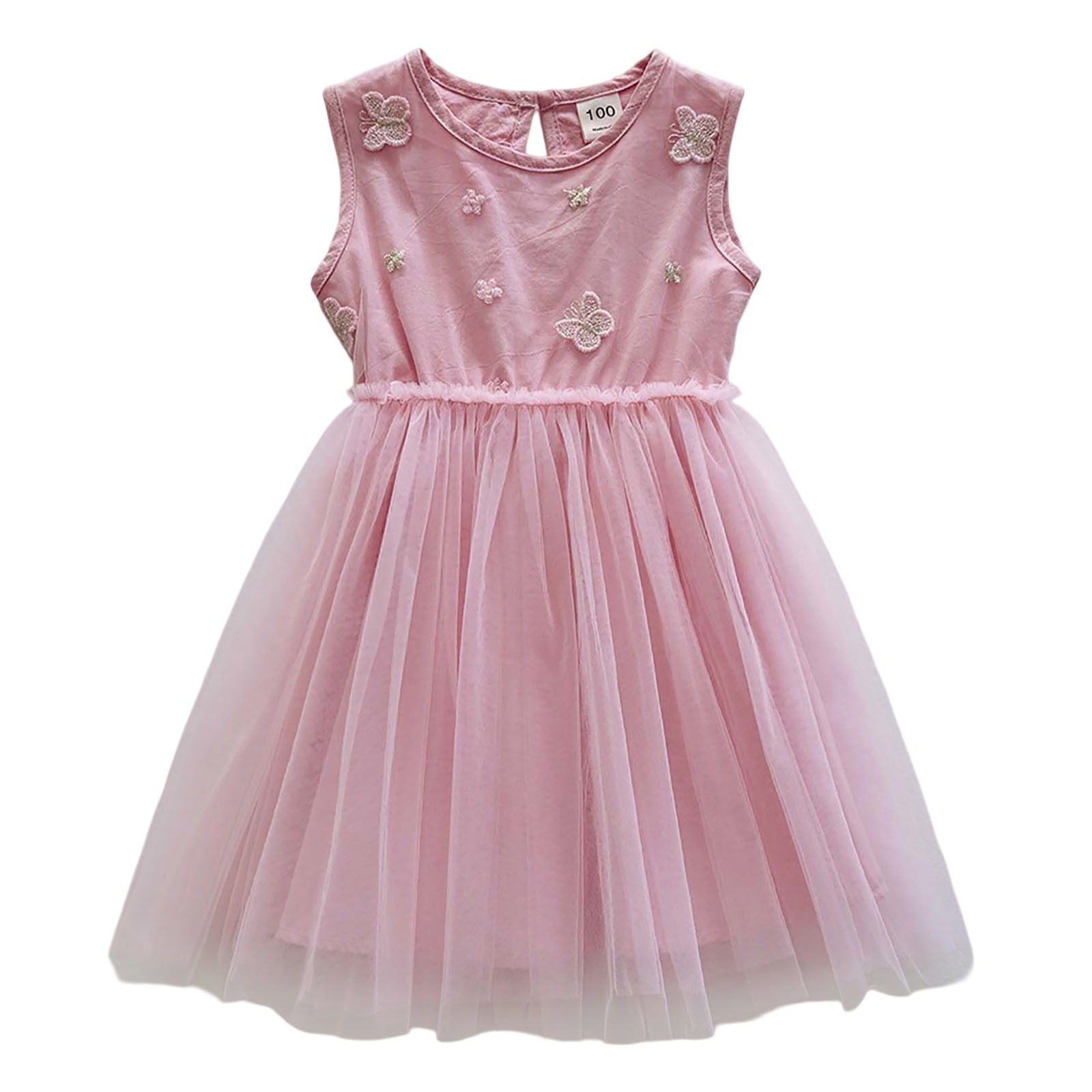 Little Girl Dresses Kids Sleeveless Embroidery Mesh Dress Dance Party ...