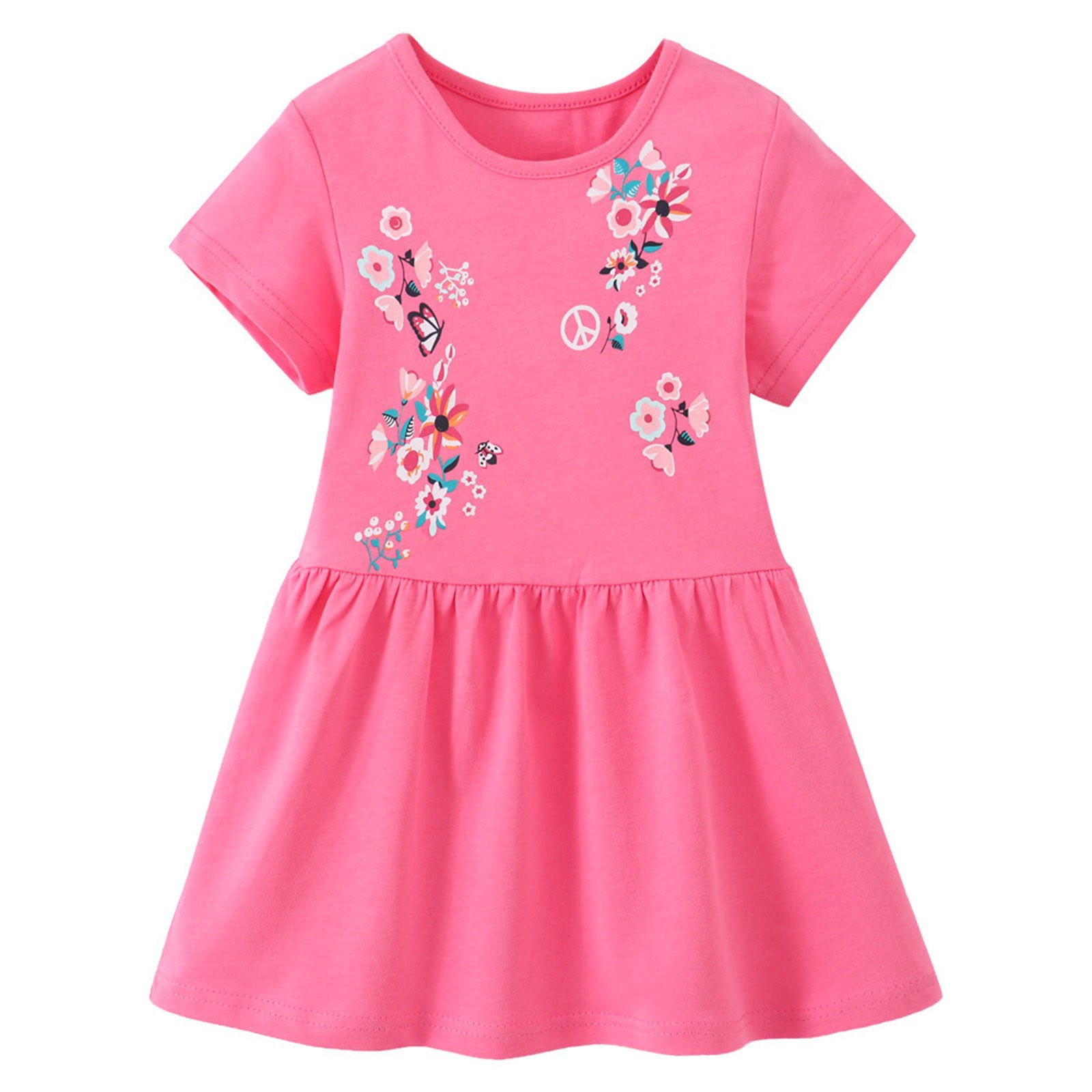 Little Girl Dresses Size 6 Years Summer Flower Print Short Sleeve ...