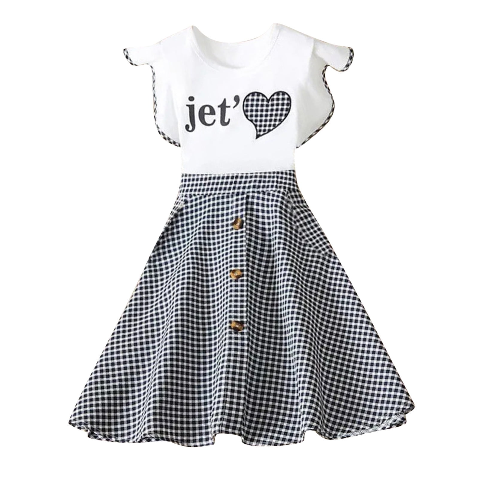Little Girl Dresses Size 8 Years-9 Years Summer Casual Ruffle Letter ...