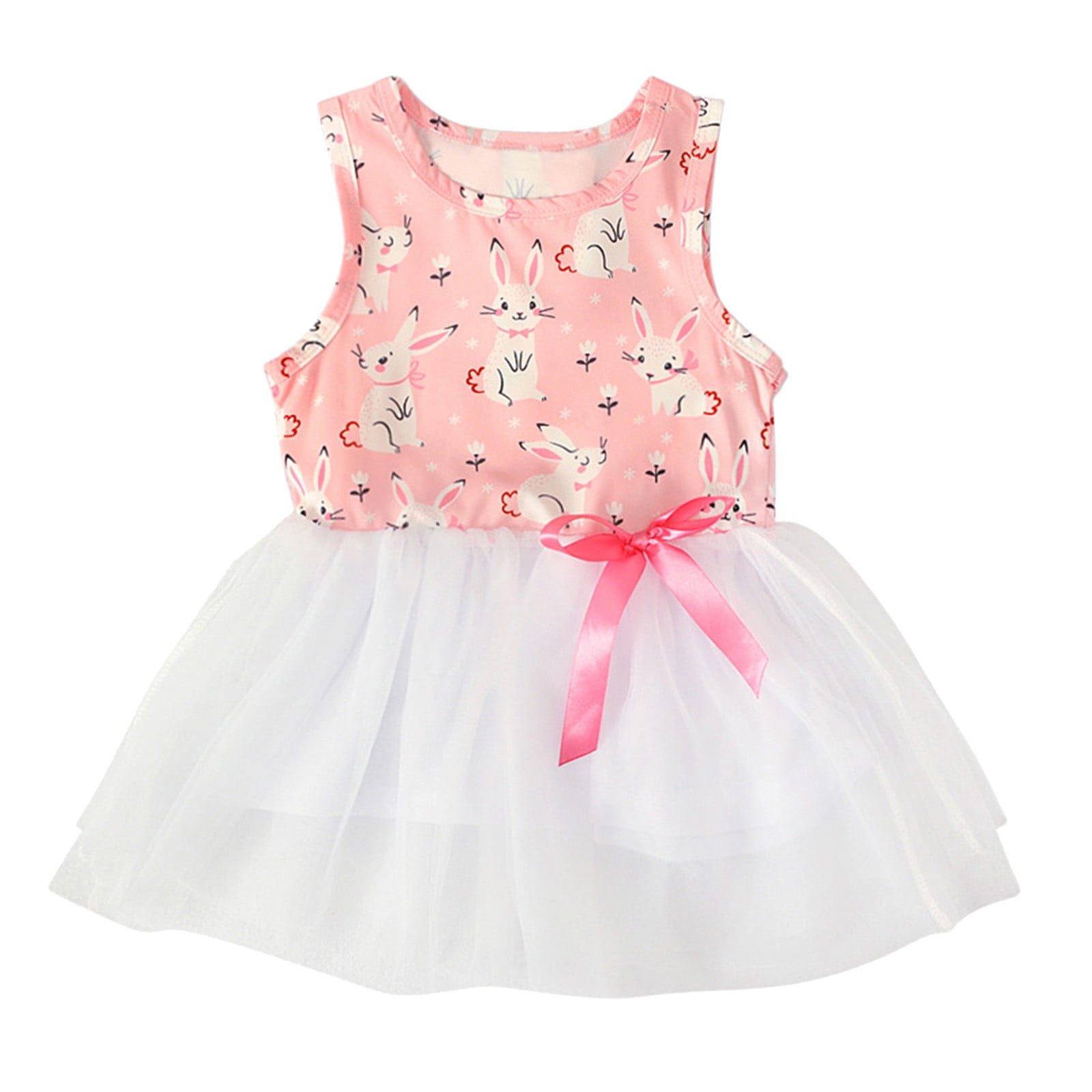 Little Girl Dresses Sleeveless Sun Rabbit Prints Tulle Princess Dress ...