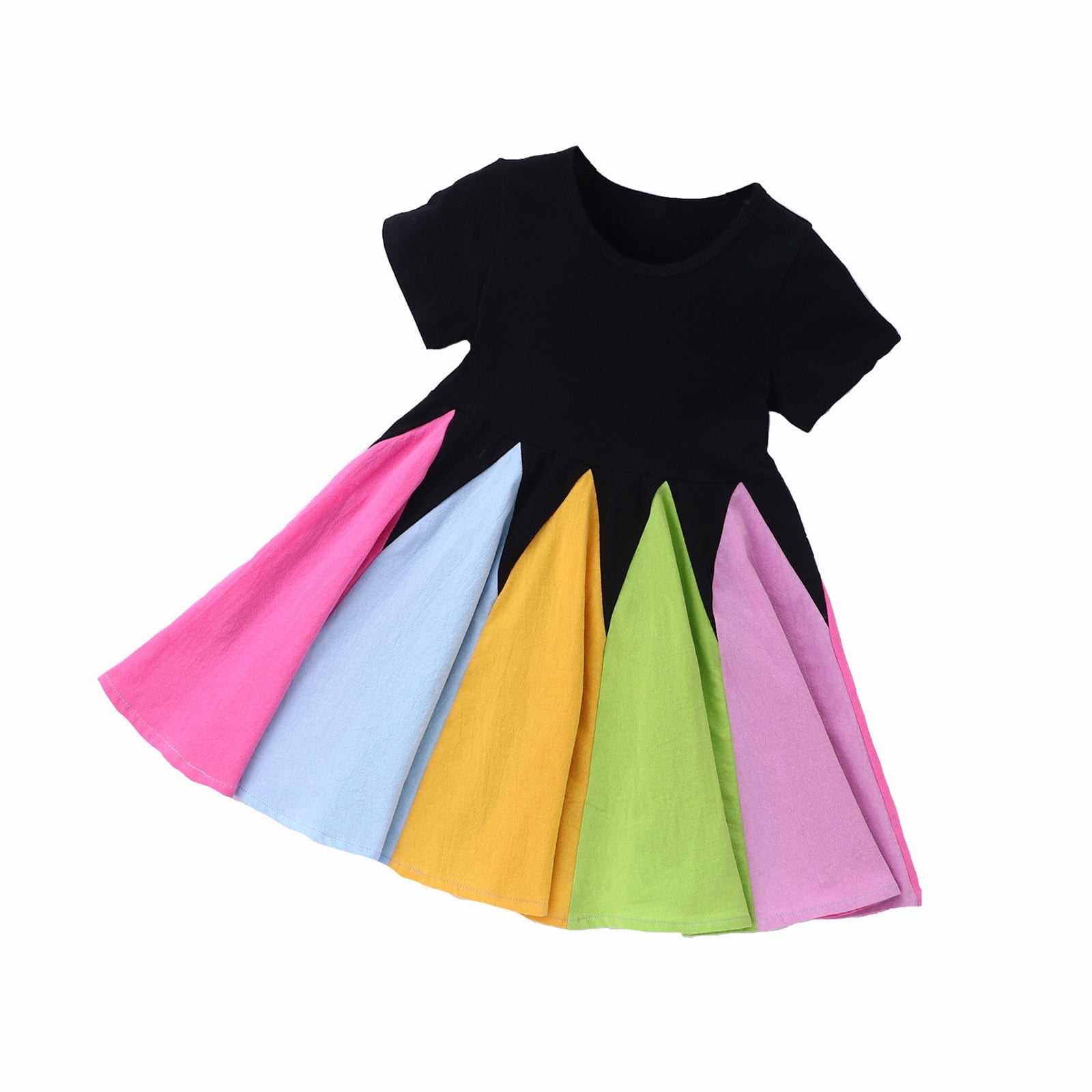 Little Girl Dresses Spring Summer Heart Colorful Print Short Sleeve ...