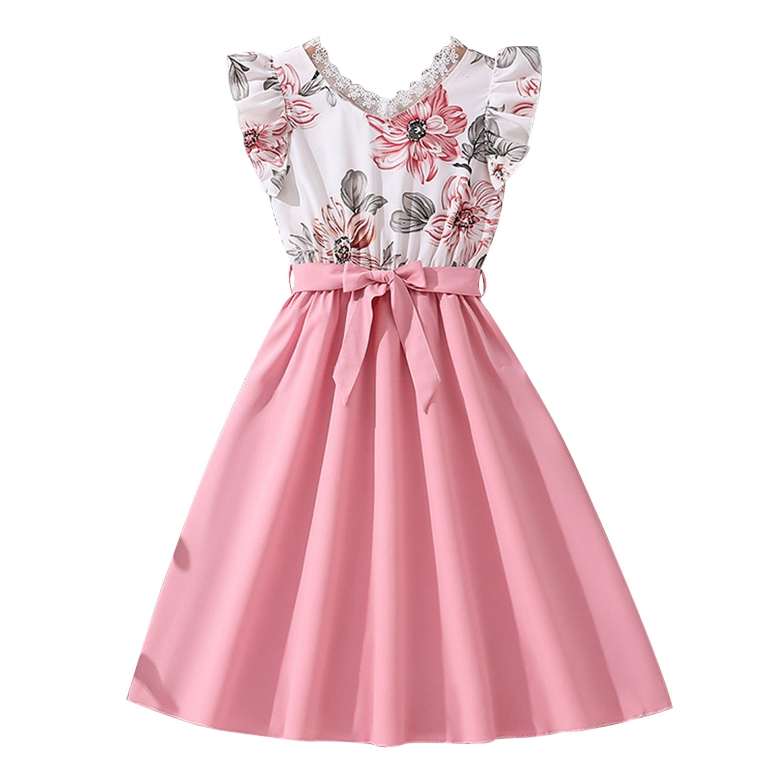 Little Girl Dresses Summer Clothing Clothes Lace V Neck Short Sleeved ...