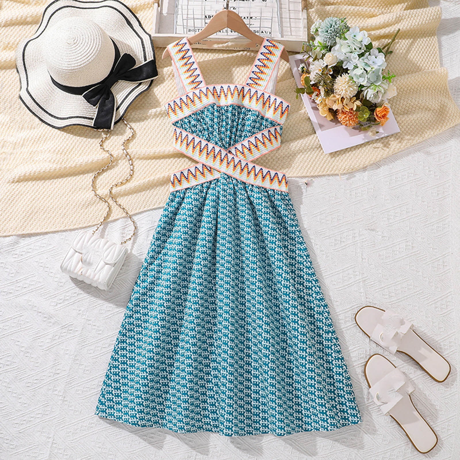 Little Girl Dresses Summer Elastic Waist Casual Fashion Long Halter ...