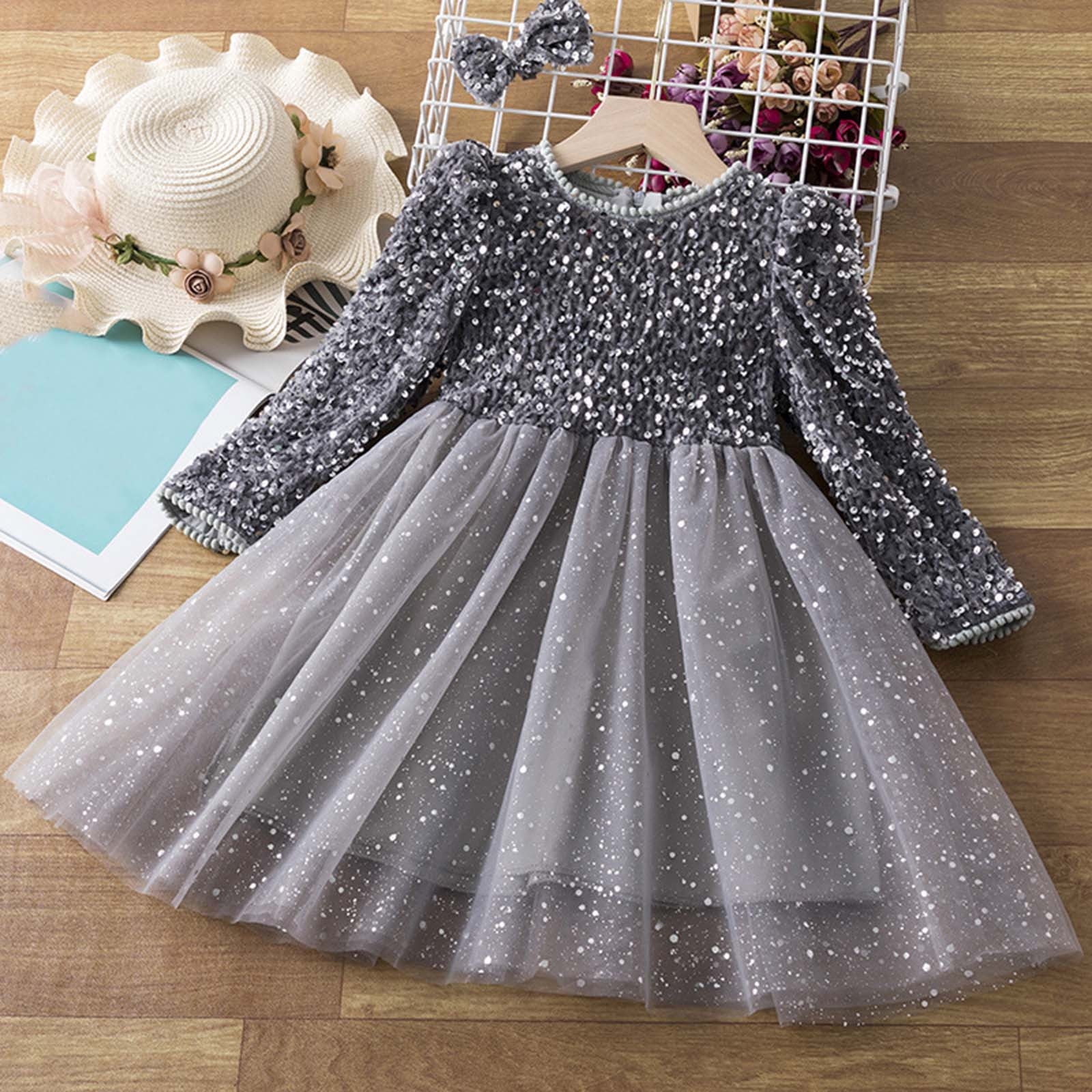 Little Girl Flower Dress Long Sleeve Winter Tulle Prom Dresses for ...