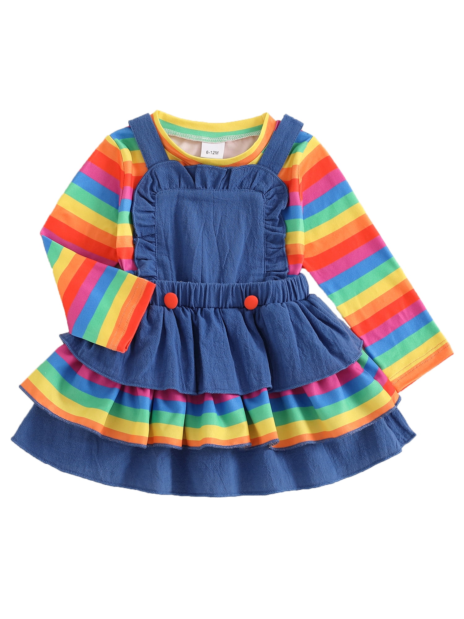 Little Girl Halloween Chucky Costume Long Sleeve Tops Layered Ruffled ...