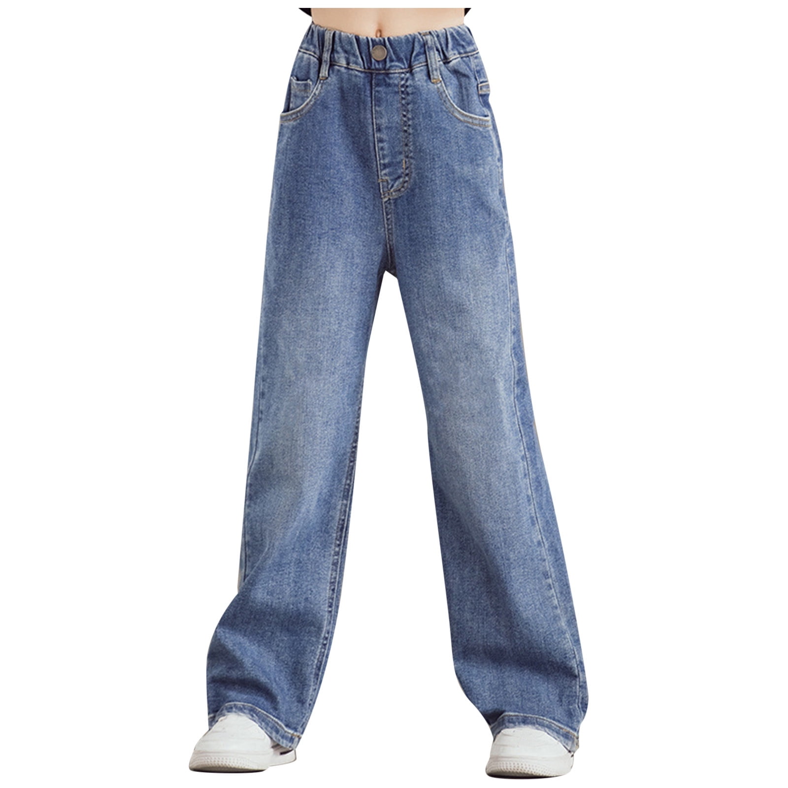 Little Girl Jeans Embroidered Bell Bottoms for Girls with Pockets High ...
