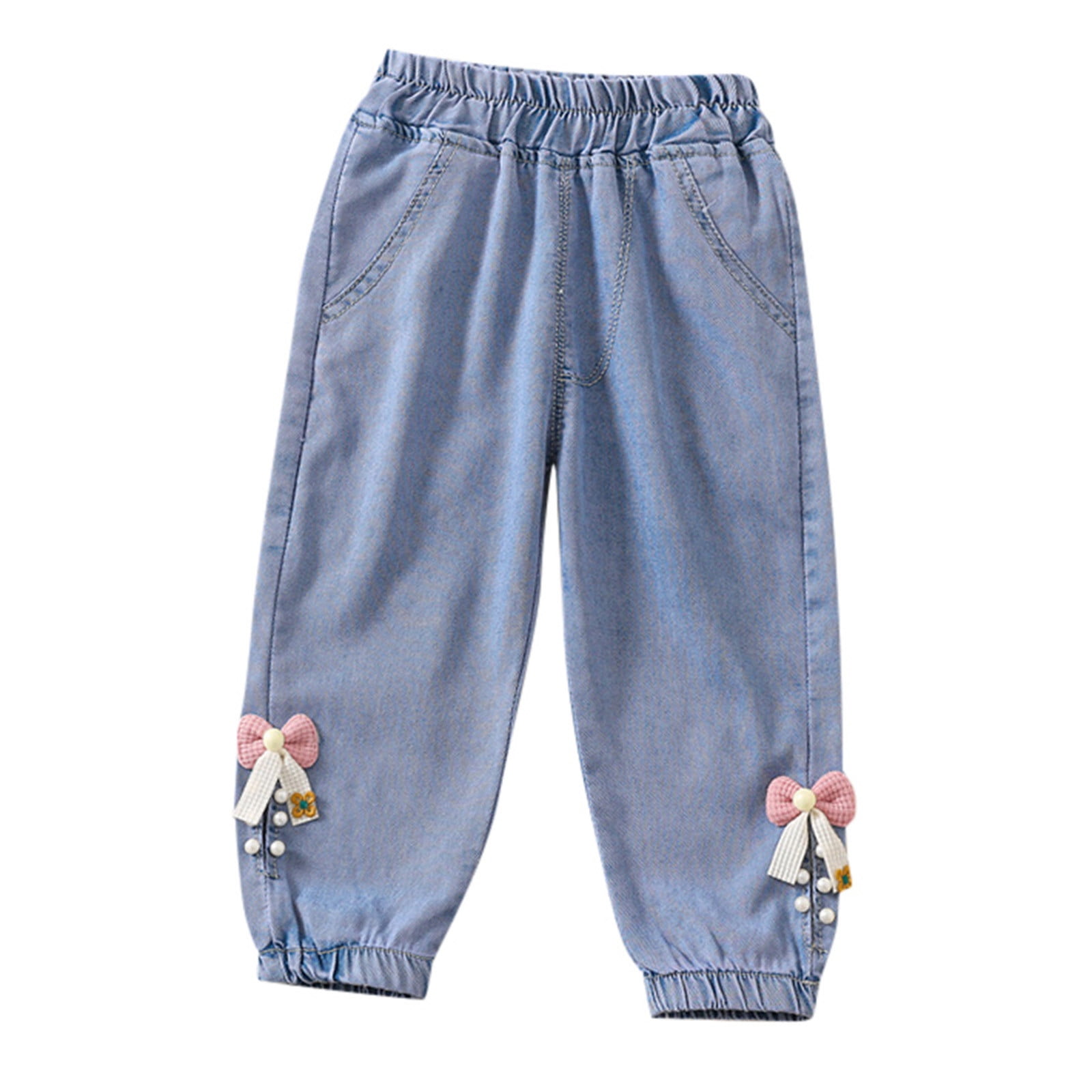 Little Girl Jeans Embroidered Jeans Bell Bottom Jeans for Girls with ...