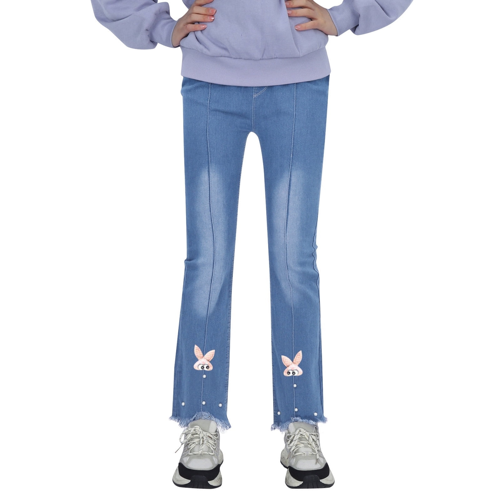 Little Girl Jeans Embroidered Jeans Girls Bell Bottom Jeans with ...