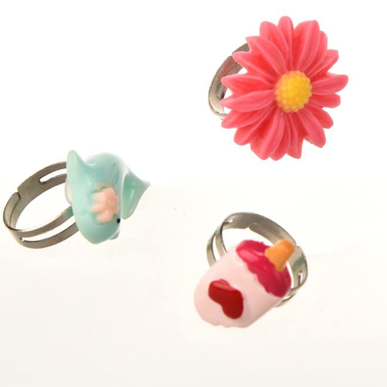 Little Girl Jewel Rings in Box, Adjustable, No Duplication (24 Lovely ...