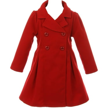 Big Girls Girls Dress Coat Long Sleeve Button Pocket Long Winter Coat ...