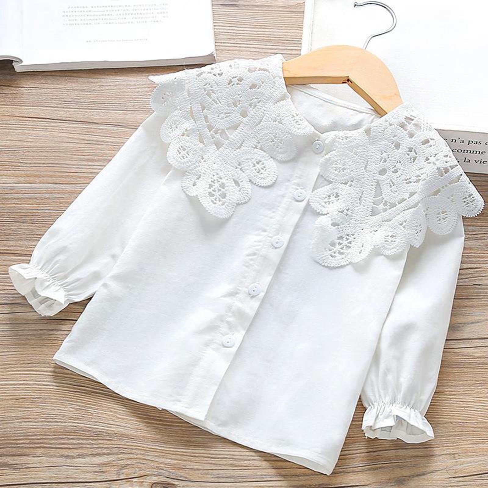 Little Girl Long Sleeve Shirt Toddler Kids Casual Solid Color Doll ...