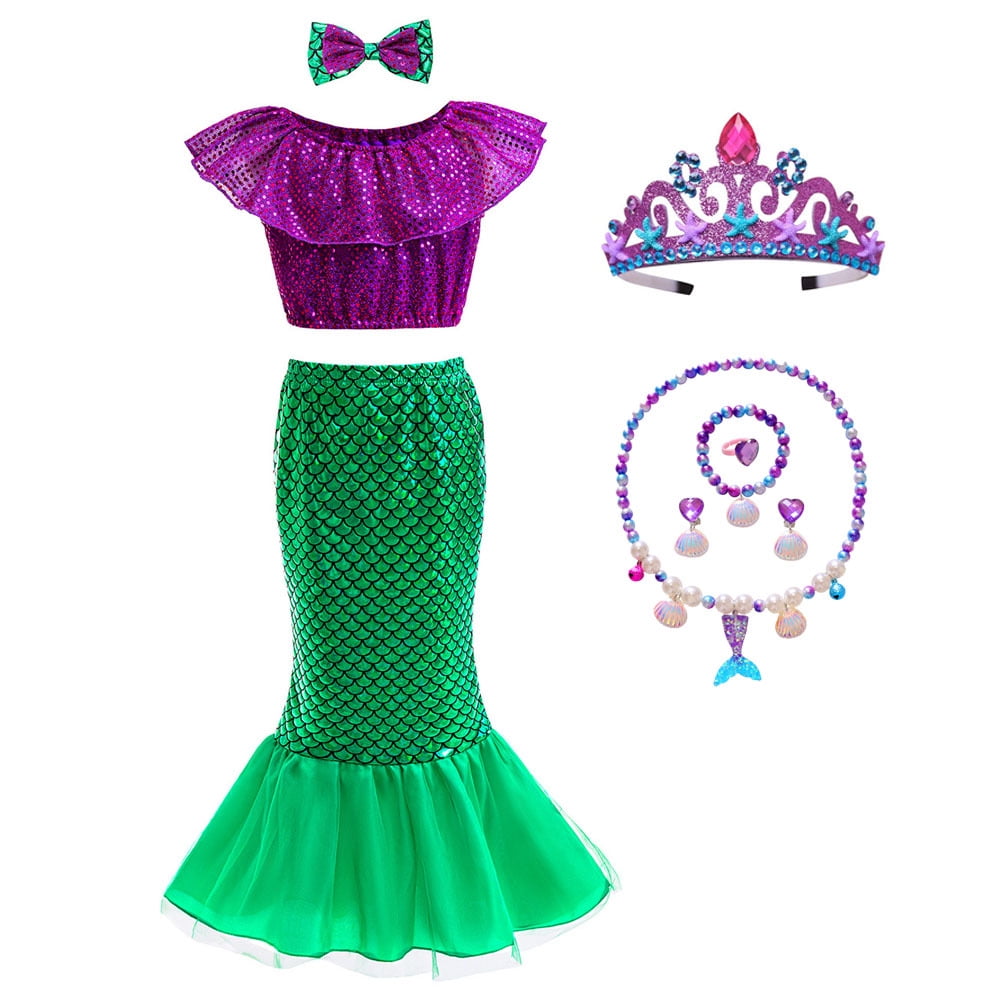Little Girl Mermaid Princess Costume w/Accessories Party Dress 2-7 ...