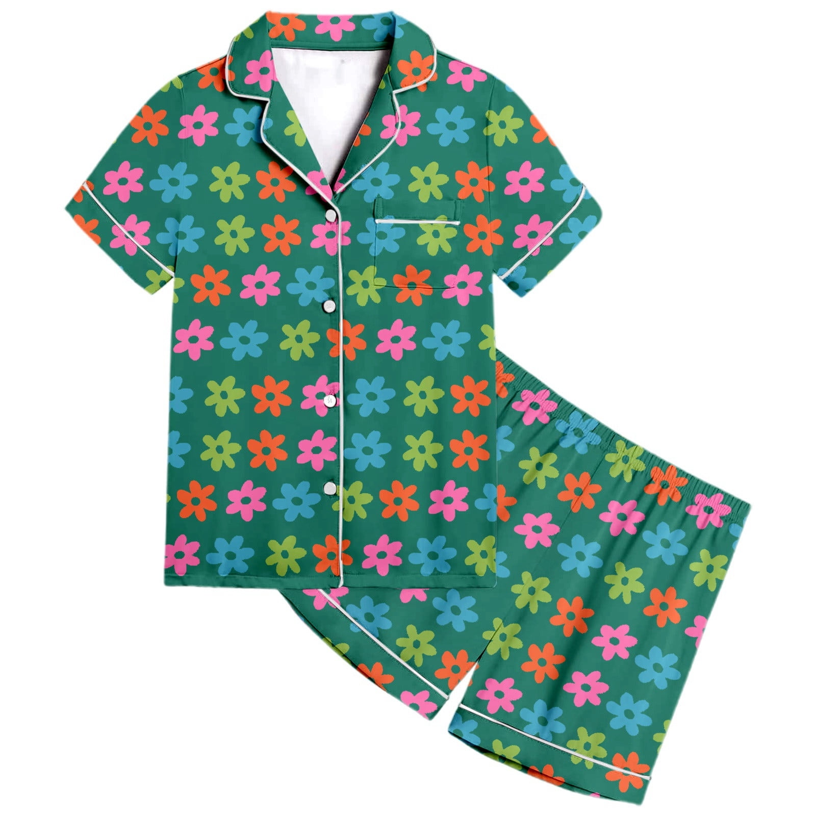 Little Girl Pajamas Set Girls Button Down Pajamas Little Girl Print ...