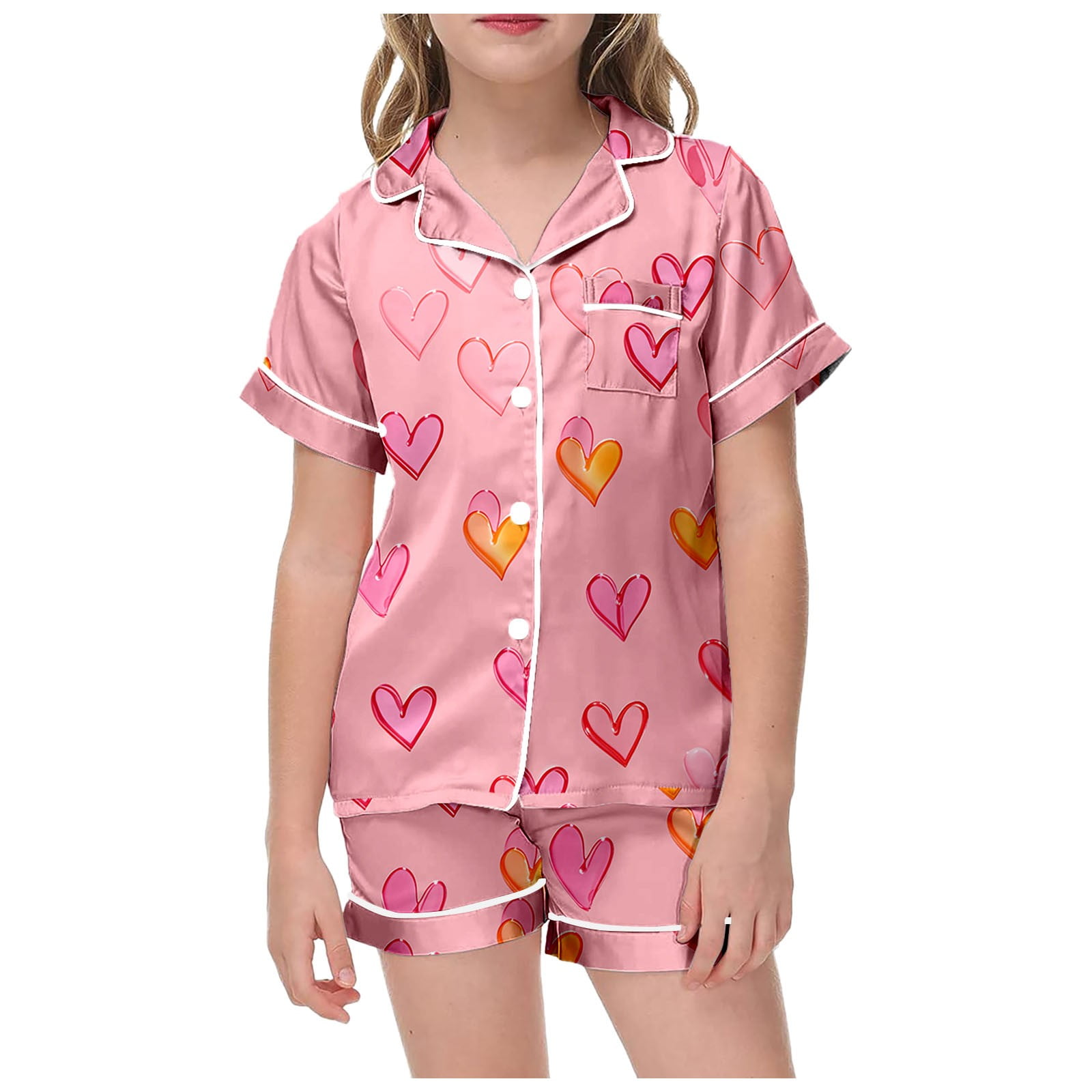Little Girl Pajamas Set Matching Valentines Day Pajamas Heart Shapes ...