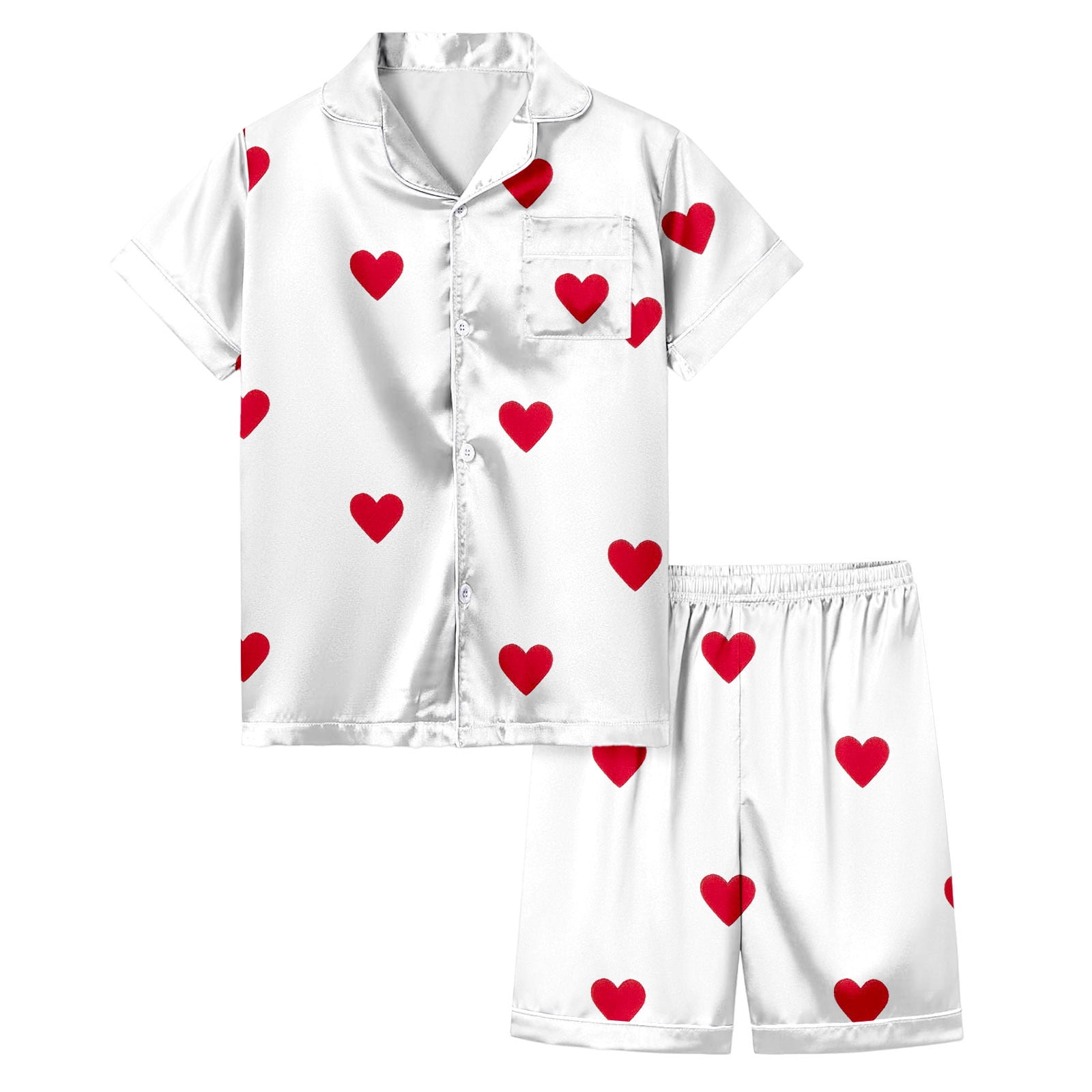 Little Girl Pajamas Set Valentines Pajamas Love Heart Graphic Print Top ...