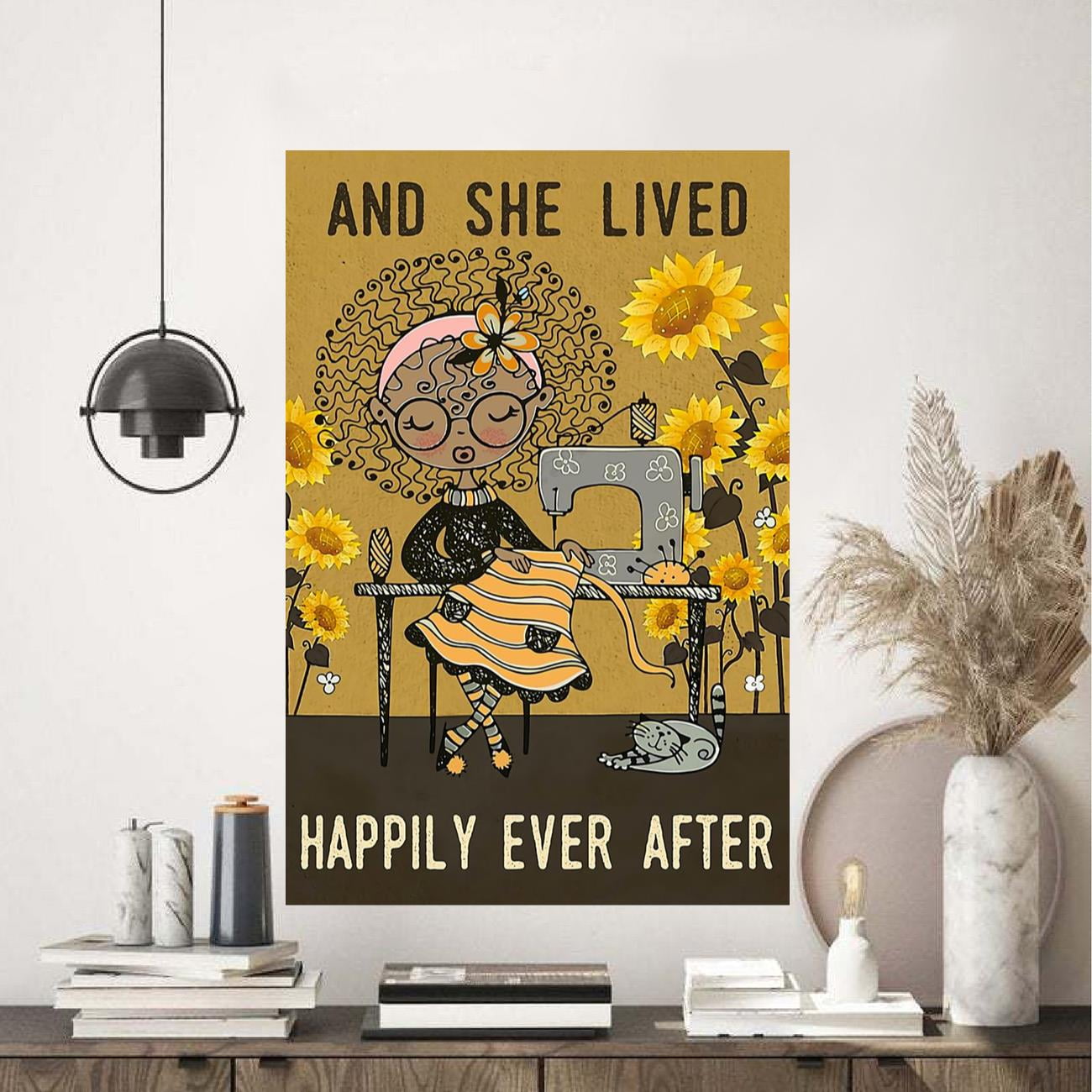Little Girl Sewing And She Libed Happily Ever After Poster 11 x 17 Inch ...