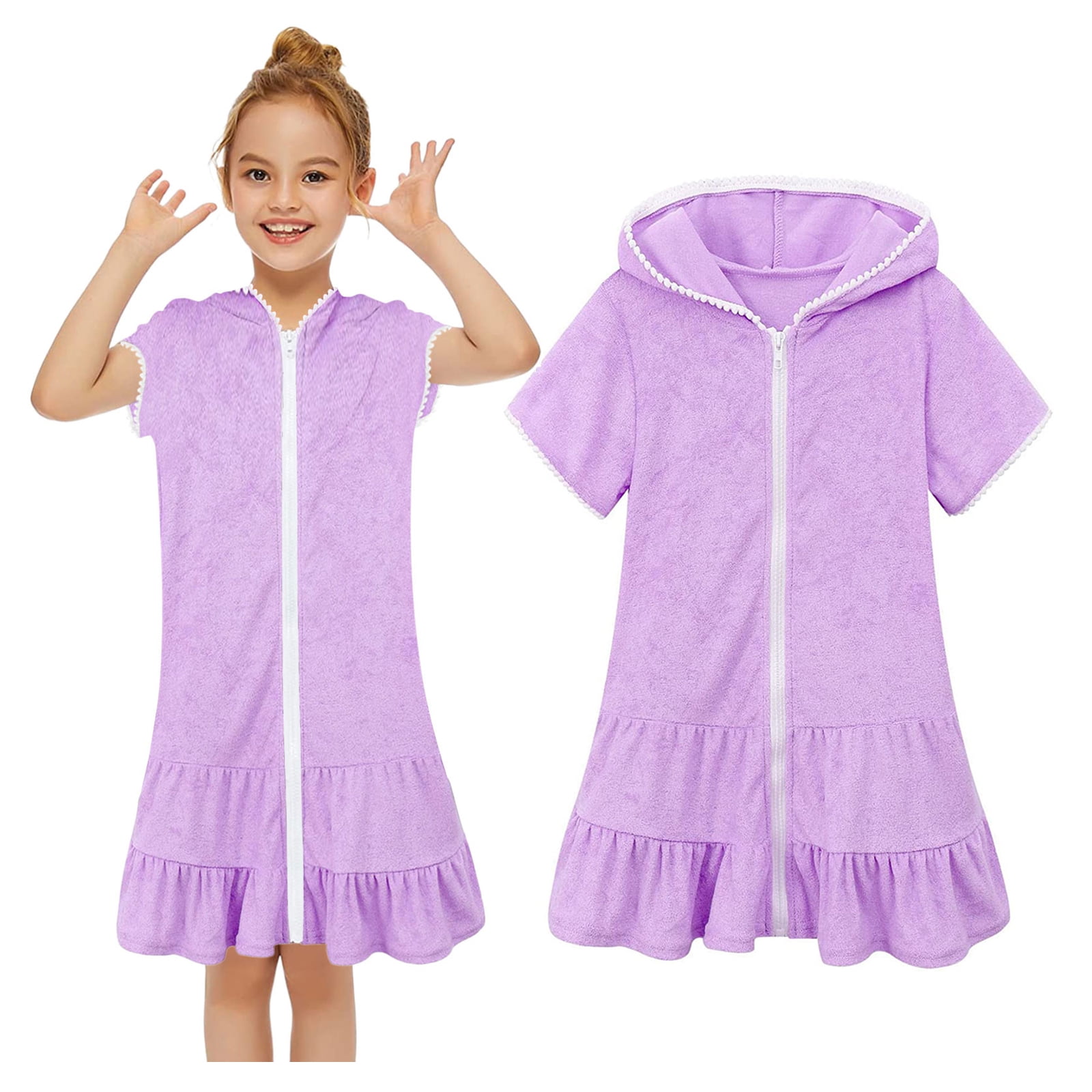 Little Girl Swim Cover Up Kid Girls Swimming Suit Coverup Absorbent Zip ...