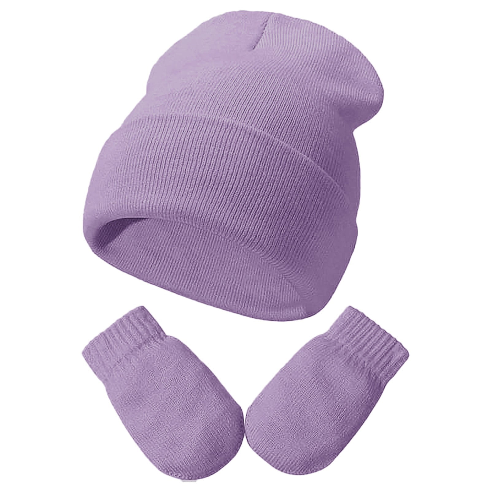 Little Girl Winter Hat and Gloves Set, Knitted Beanies Cap for Ages 0-5 ...
