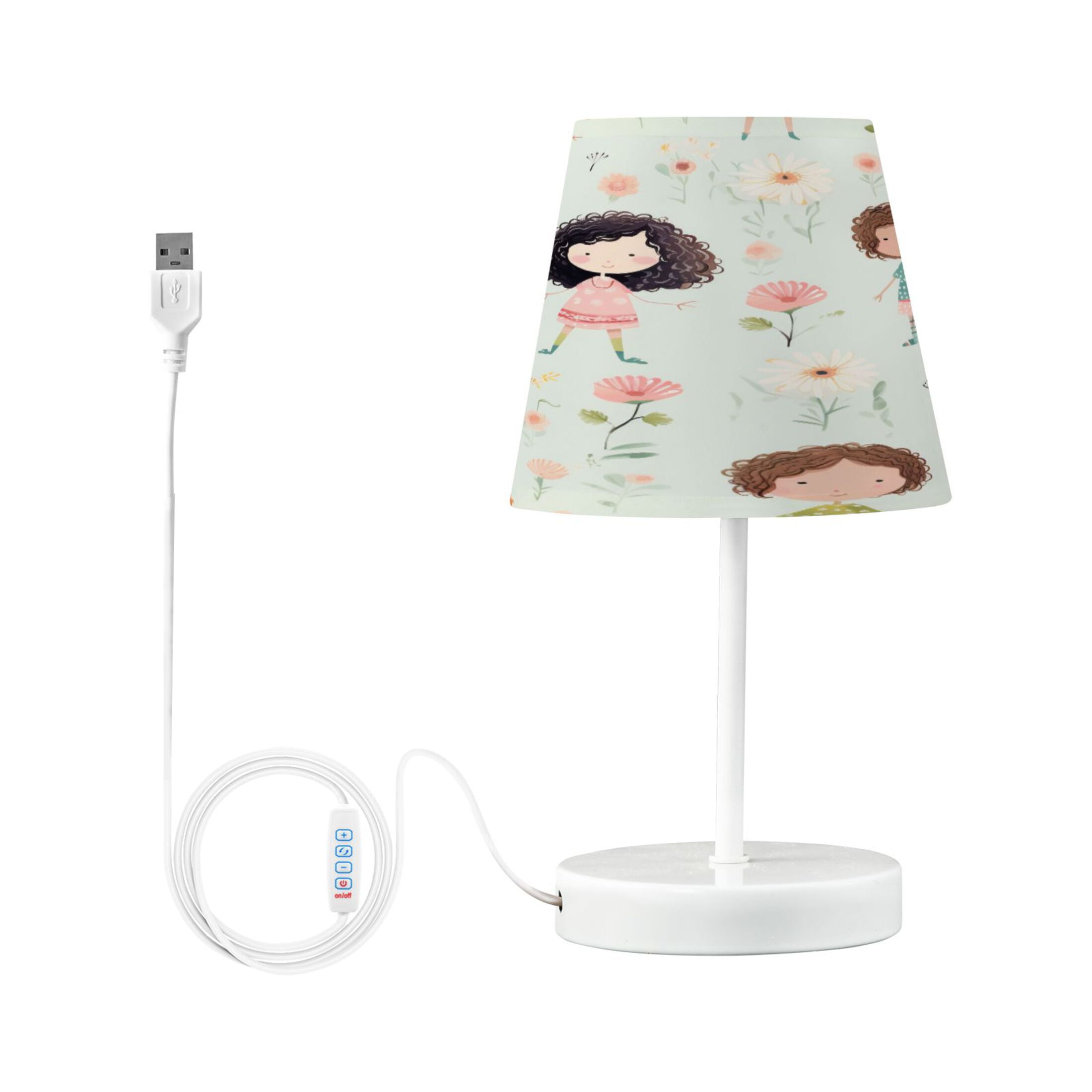 Little Girl and Flower Desk Lamp LED Table Nightstand Lamps with 3 ...