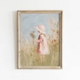 Little Girl in Pink Bonnet Pastel Cottagecore Spring Summer Decor Retro ...