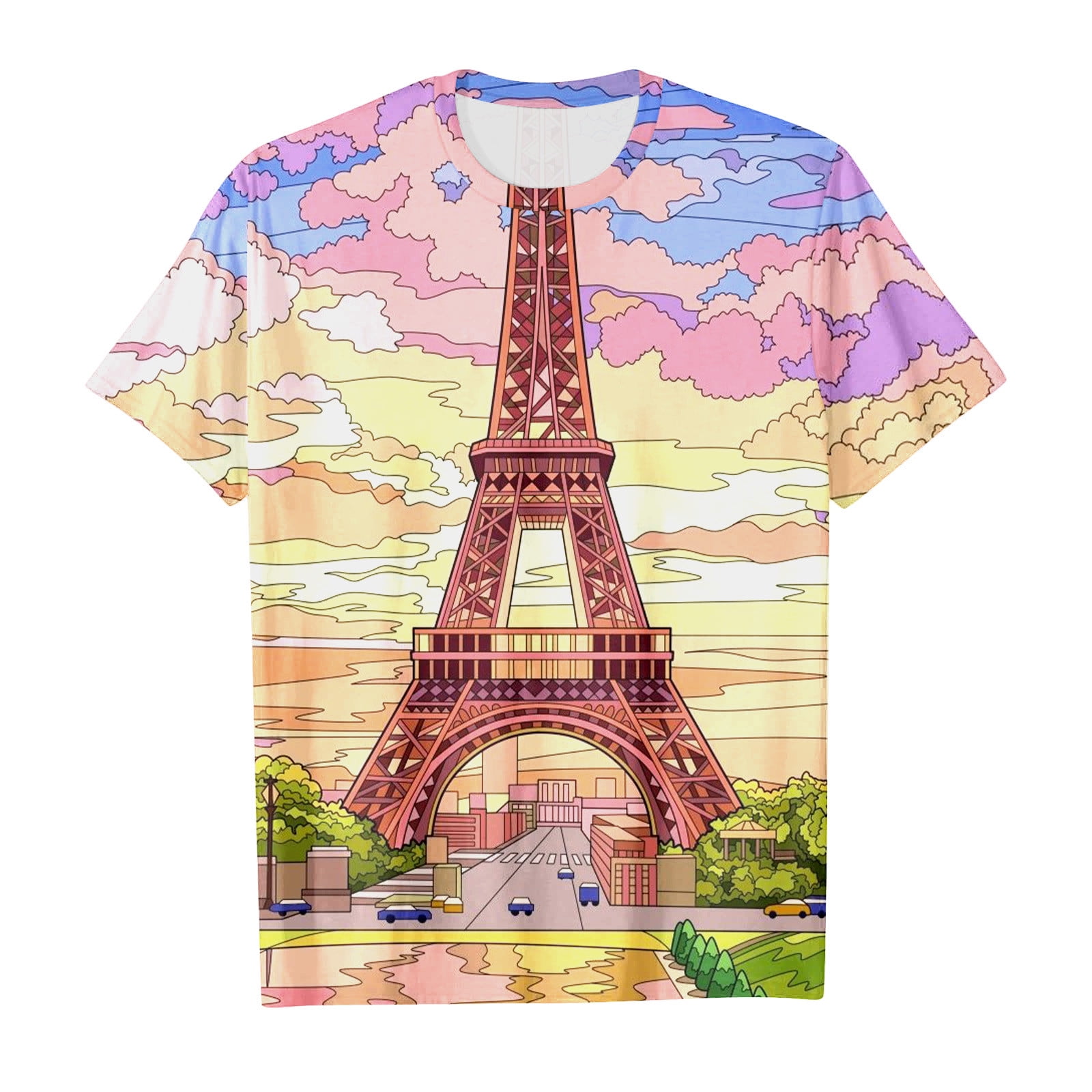 Little Girl's 2024 Paris Graphic Tees Short Sleeve Round Neck Summer T ...
