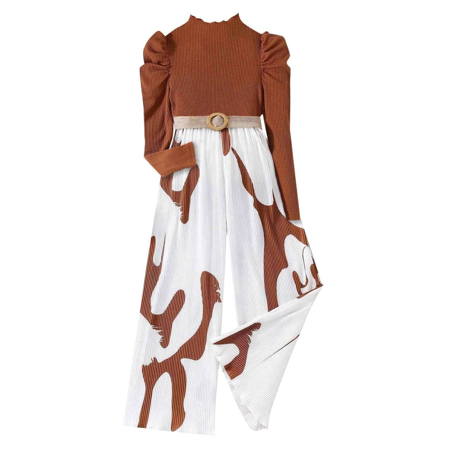 Little Girl's Outfit Set Crew Neck Knitted Top With Lace Up Pant Suit ...