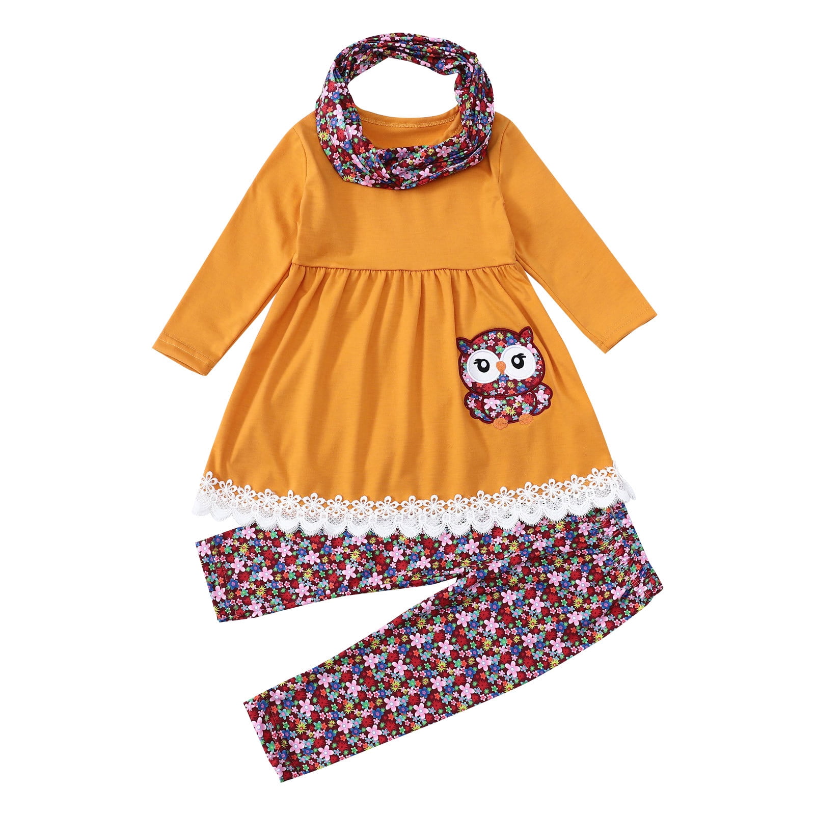 Little Girl's Outfits Two Piece Kids Fall Winter Animal Print Cotton ...