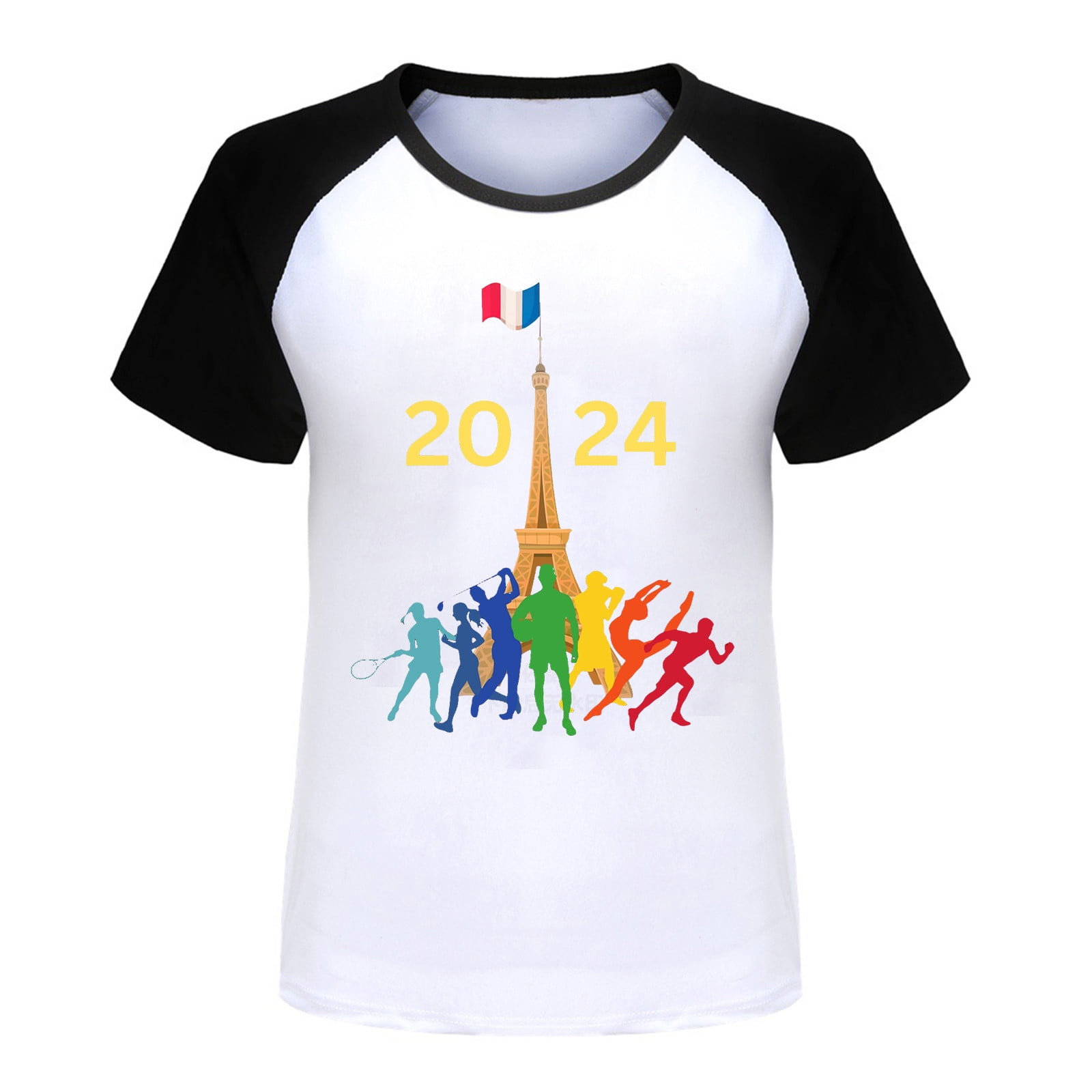 Little Girl's Paris Graphic Tees Short Sleeve Round Neck T-Shirt Tops ...