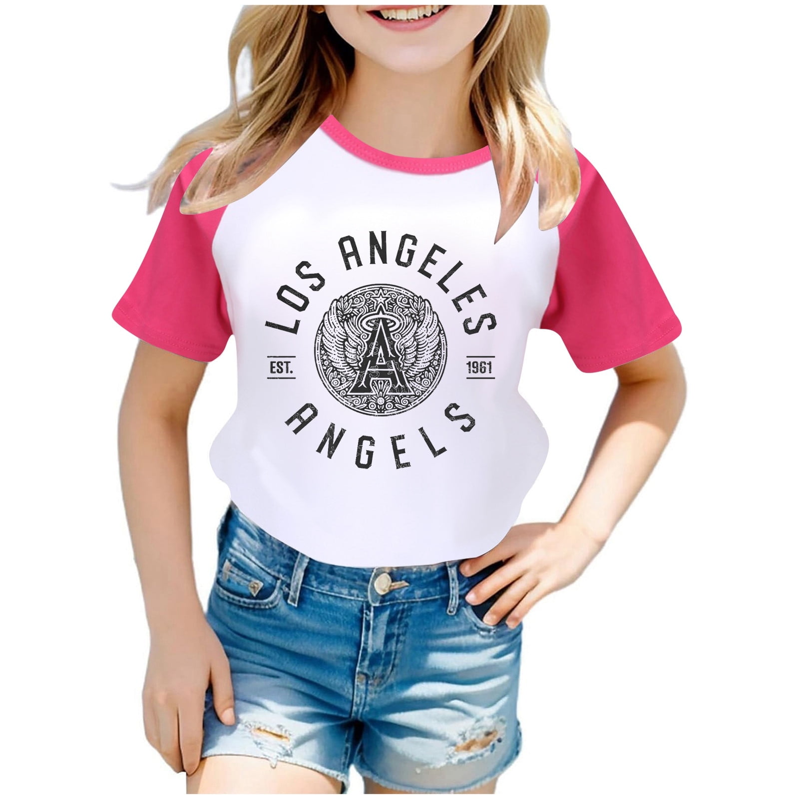 Little Girl's Tshirts Los Angeles Printed Short Sleeve T Shirt Summer ...