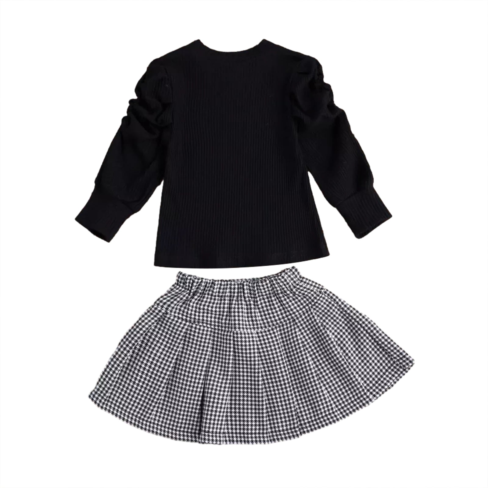 Little Girls 2 Piece Outfit Long Sleeve Cotton Knitwear and Short Skirt ...