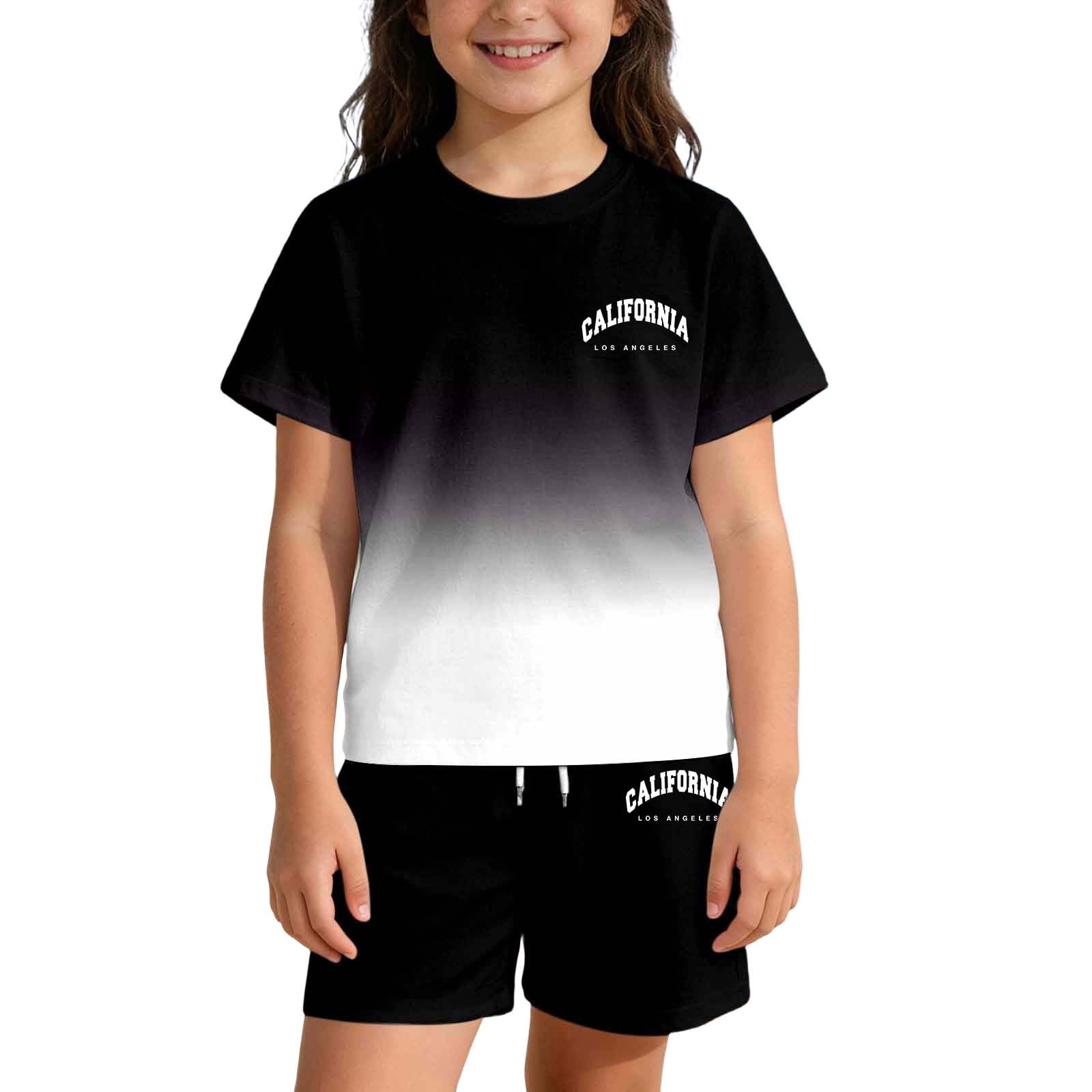 Little Girls' 2 Piece Outfits Summer Kids Lightweight Gradient Print ...