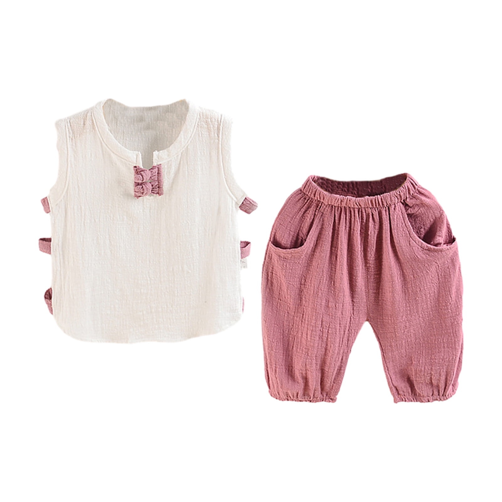 Little Girls 2 Piece Set Summer Sleeveless Tank and Elastic Waist ...