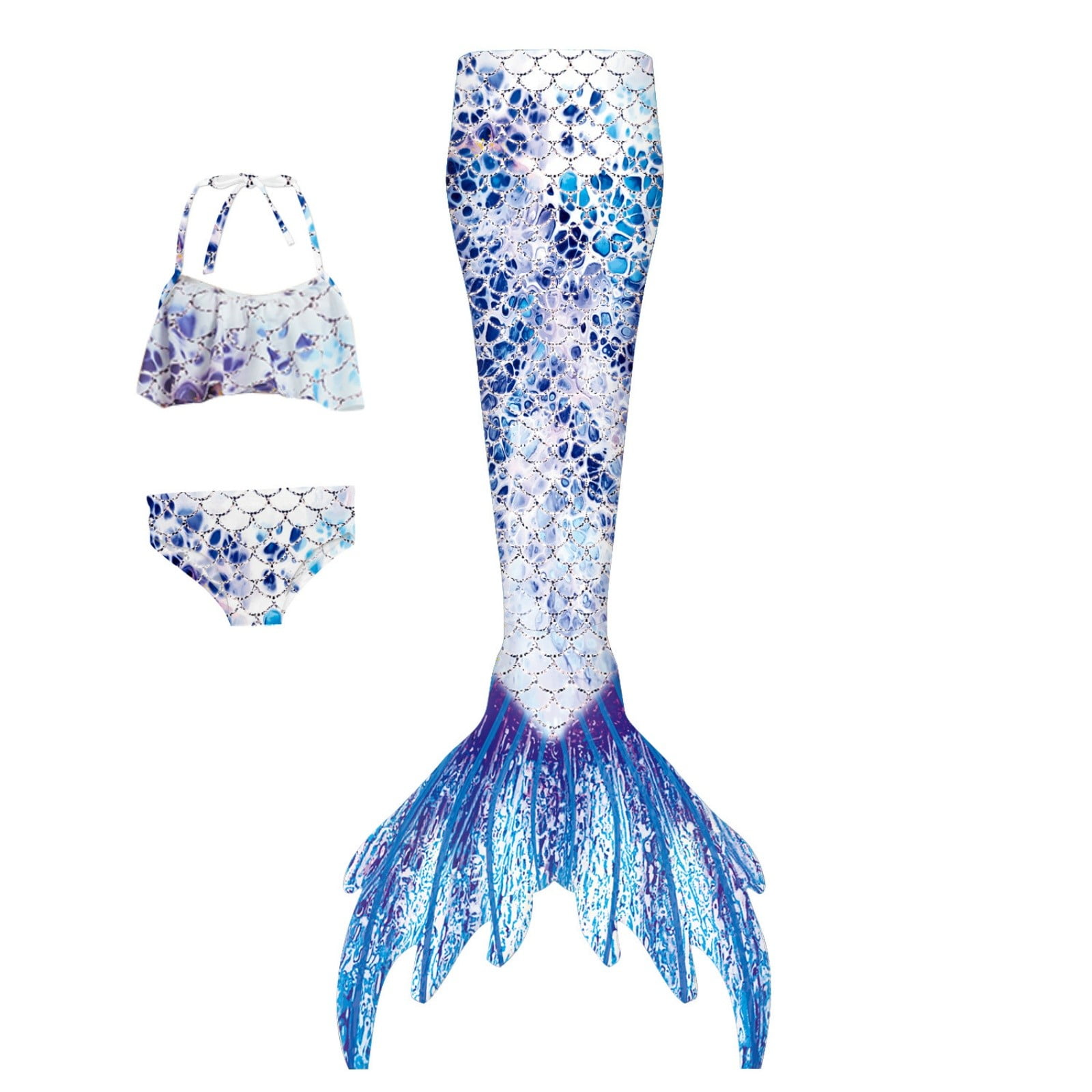 Little Girls 3 Piece Swimsuit Bathing Suits Bikini Fish Tail Set Sky ...