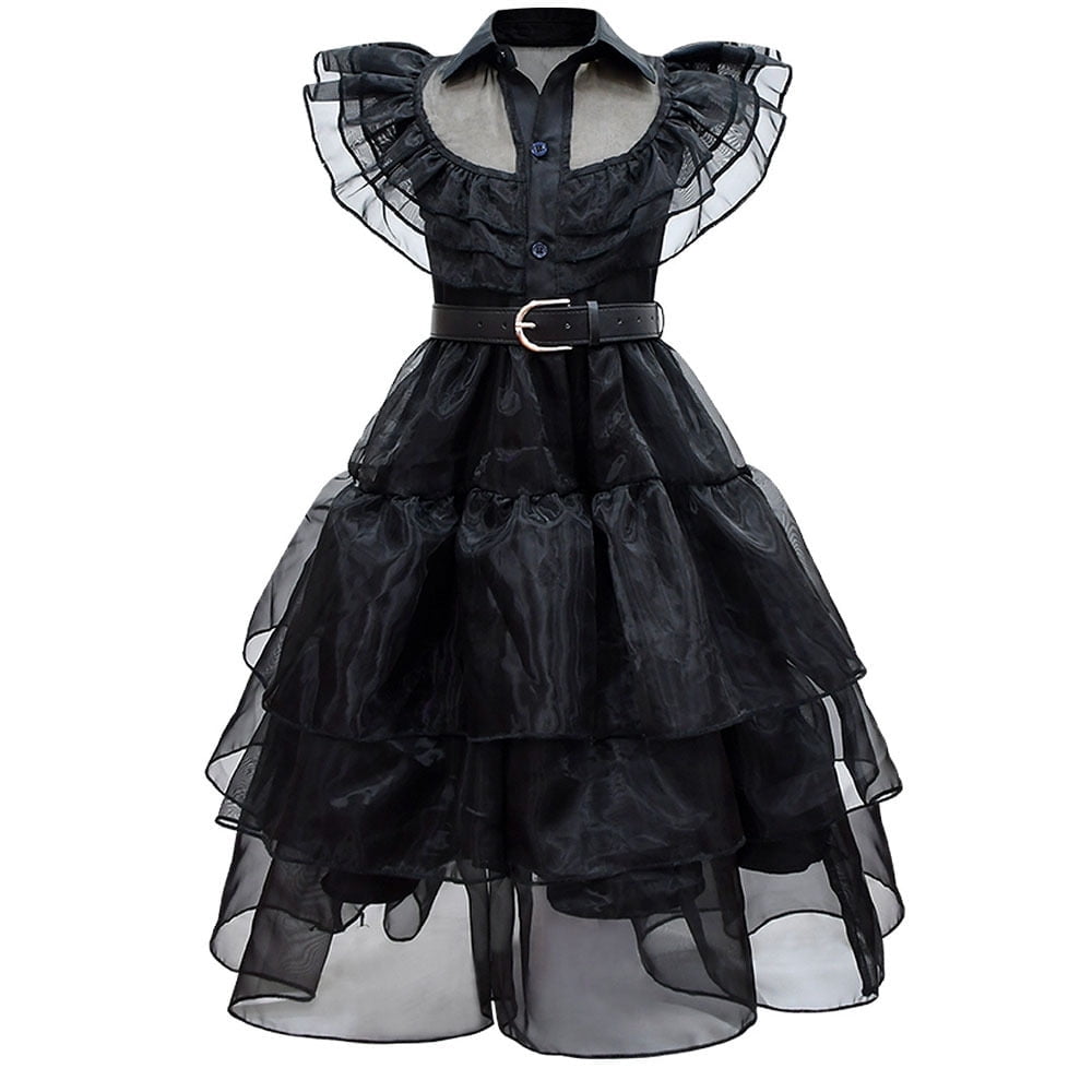 Little Girls Addams Wednesday Black Dress Halloween Cosplay Party ...