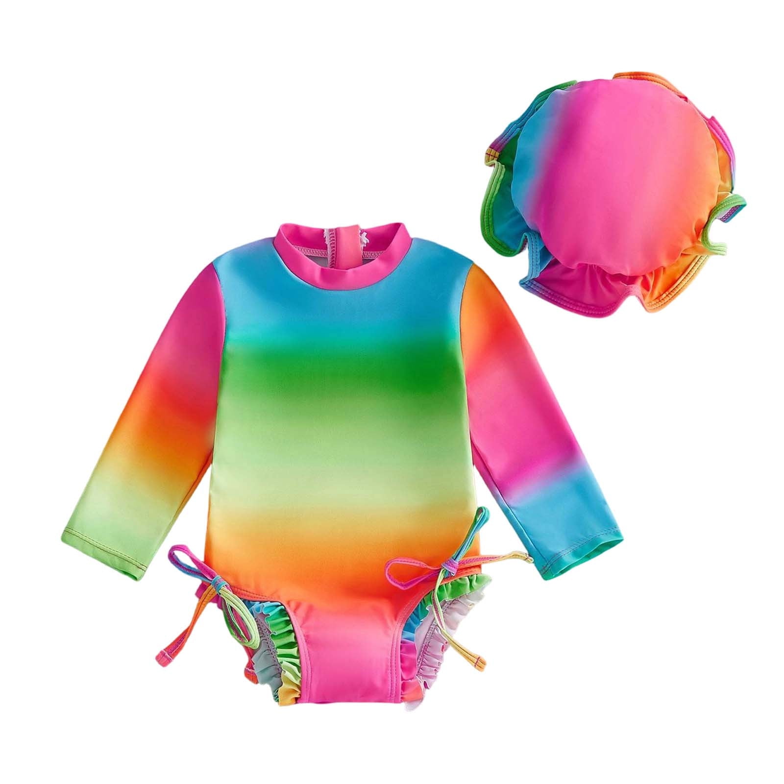 Little Girls Bathing Suit Cartoon Print Swimsuit for with Matching Swim ...