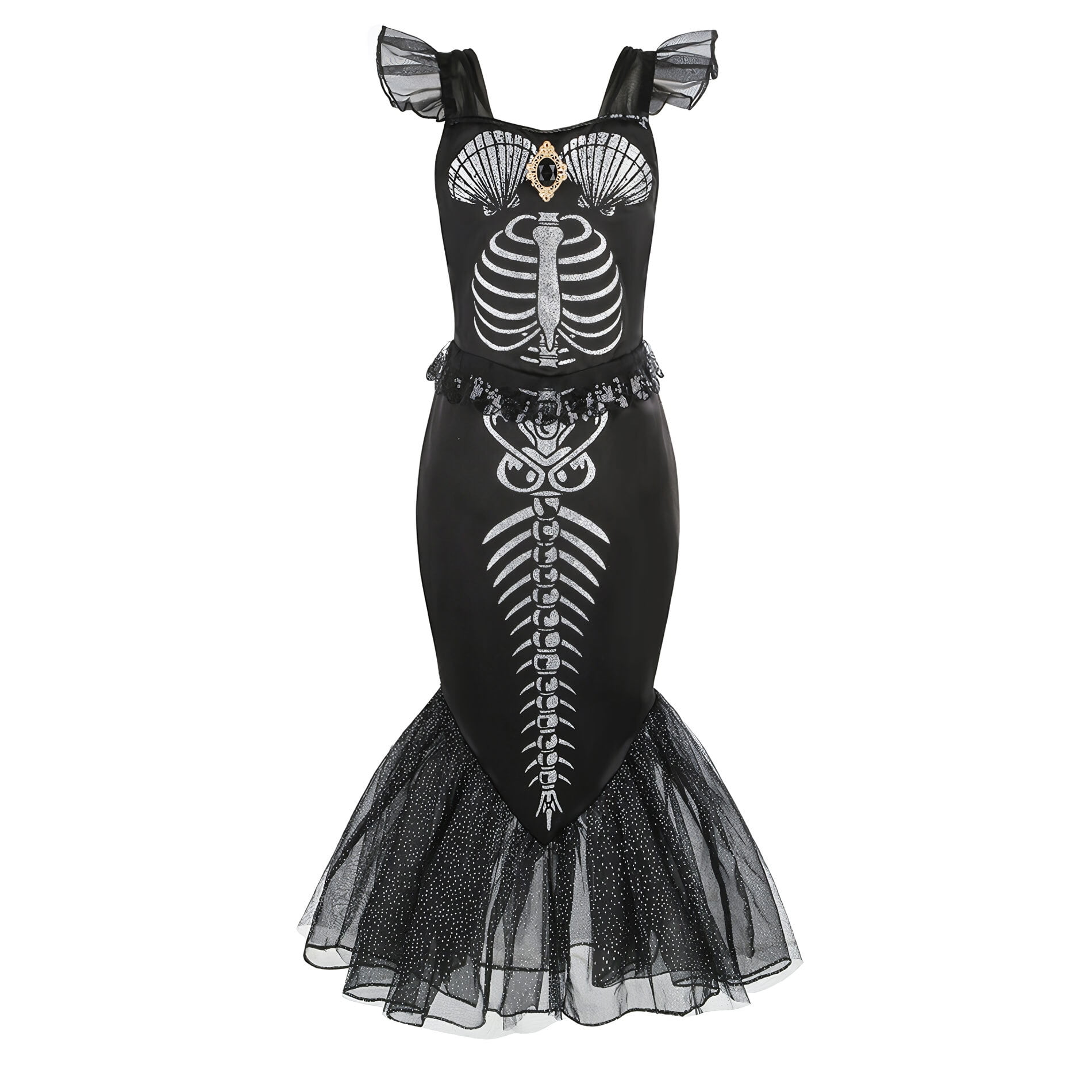 Little Girls Skeleton Mermaid Costume Princess Dress Up Birthday Party ...