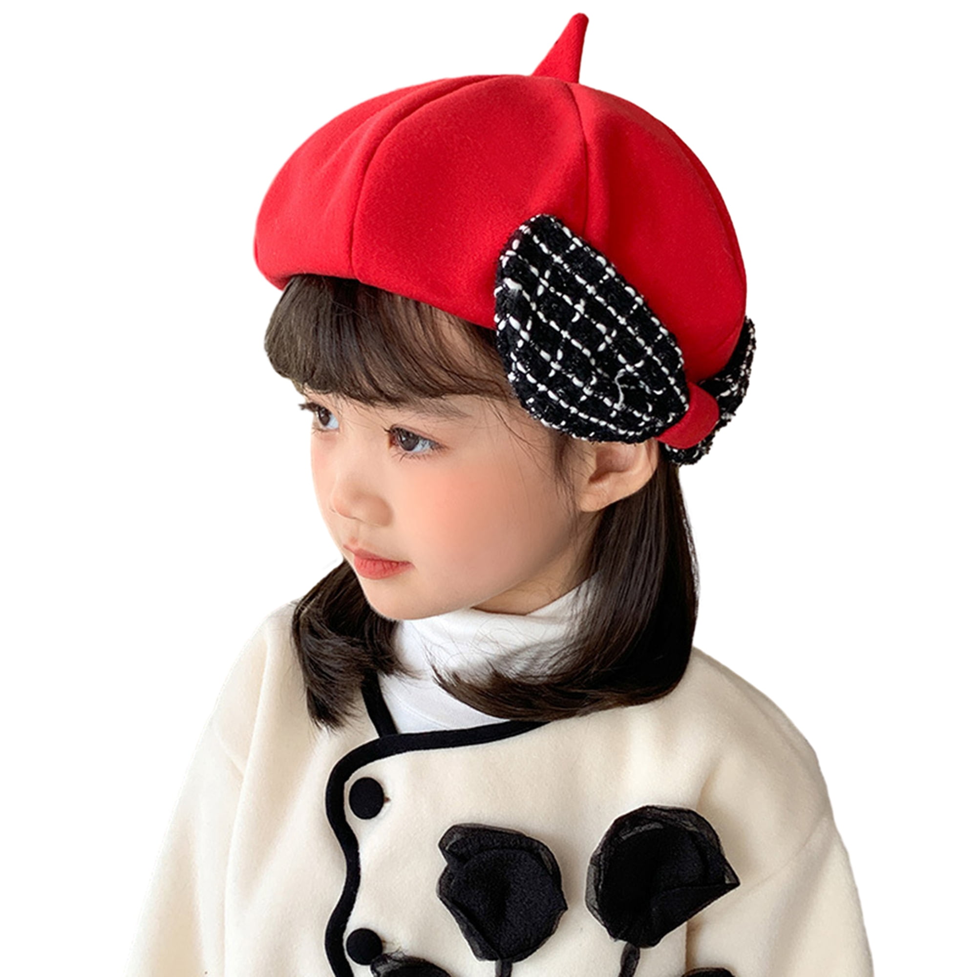 Little Girls Bow French Style Beret Cap Solid Color Winter Hat Artist ...