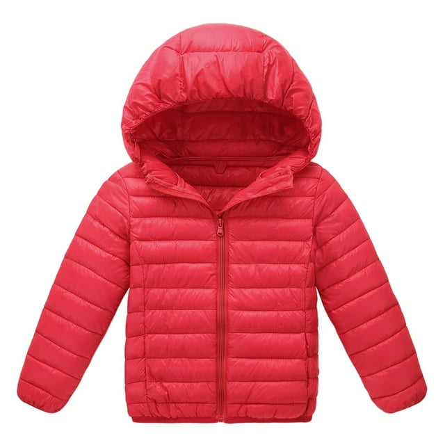 Little Girls Boys Winter Coats & Jackets Kids Lightweight Padded Hooded Puffer Coat 2-7Y ...