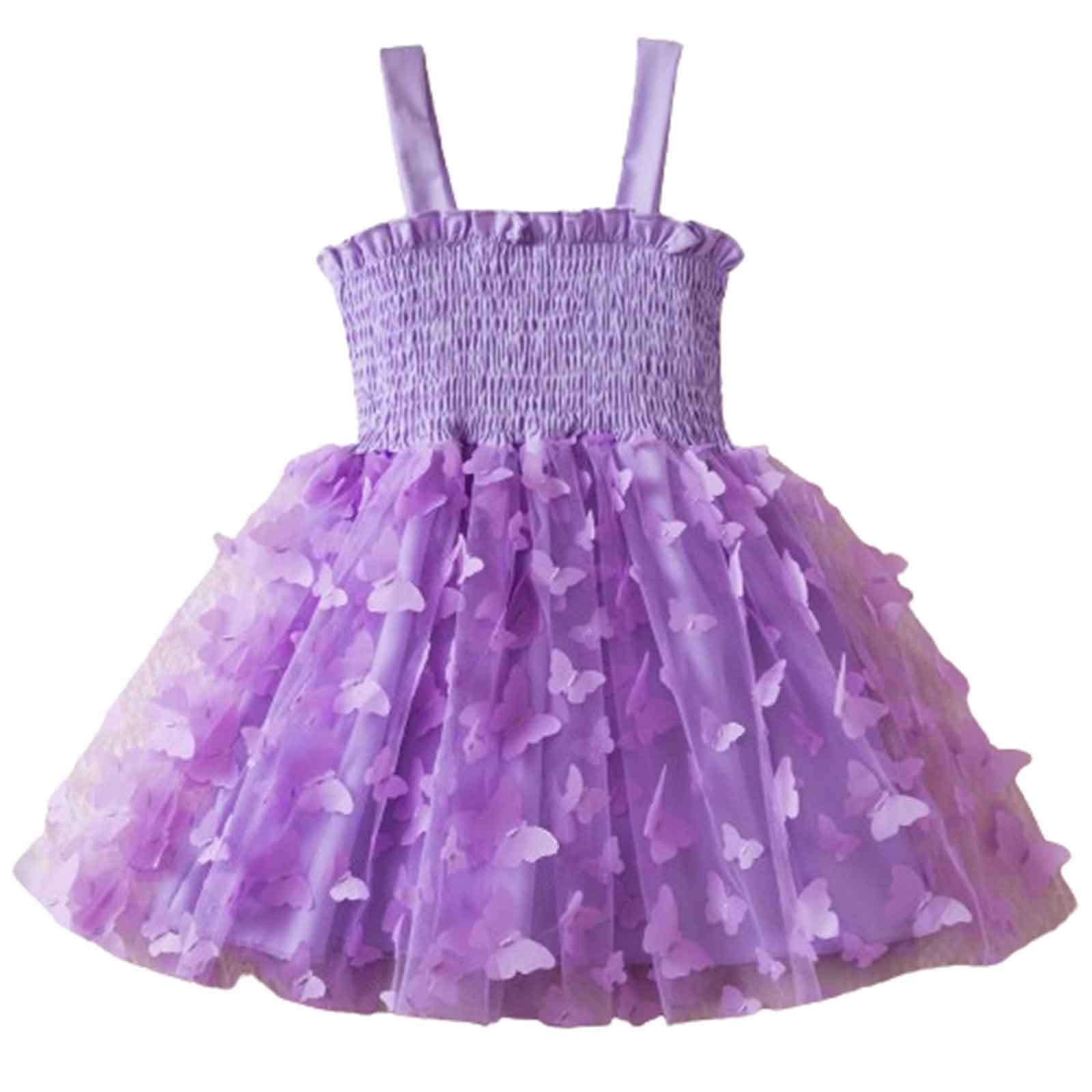 Little Girls Butterfly Tutu Dress Summer Solid Dressy Princess Dresses ...