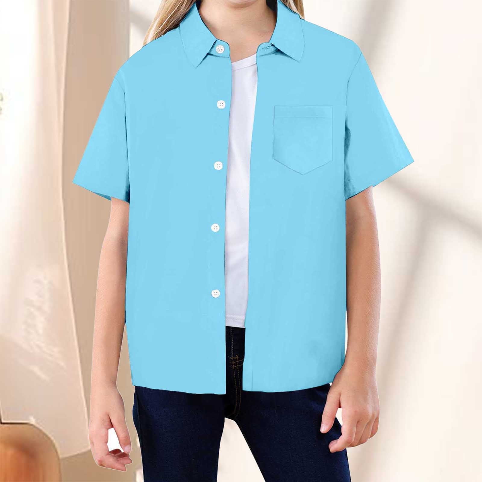 Little Girls Button Down Shirts Girls Sky Blue Button Down Shirt Boys ...