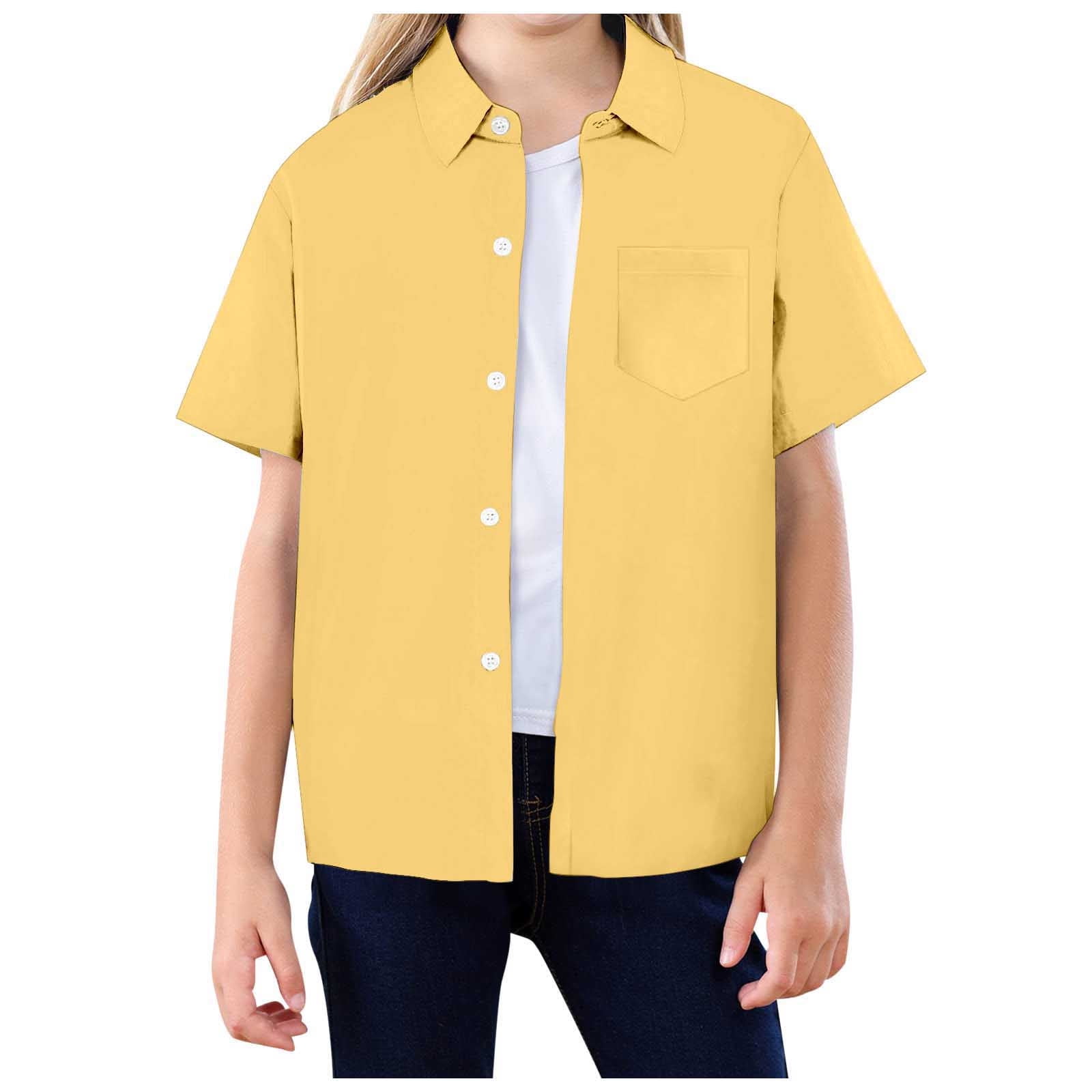 Little Girls Button Down Shirts Yellow Button Down Shirt Girls Boys Formal Shirt School Uniforms ...