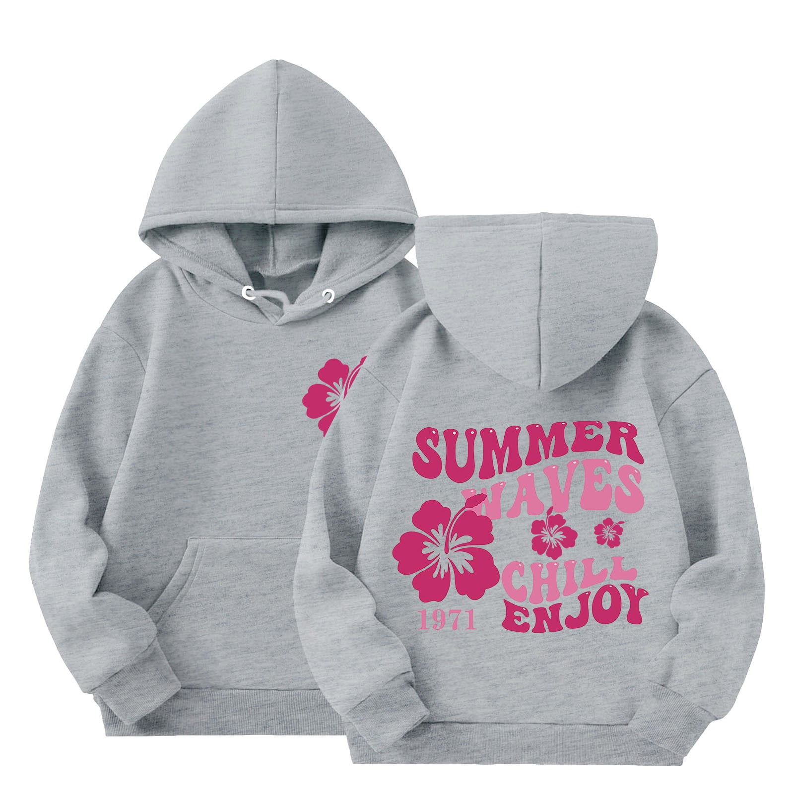 Big Girls Casual Hoodie Letter Flower Printed Hooded Sweatshirt Cute ...