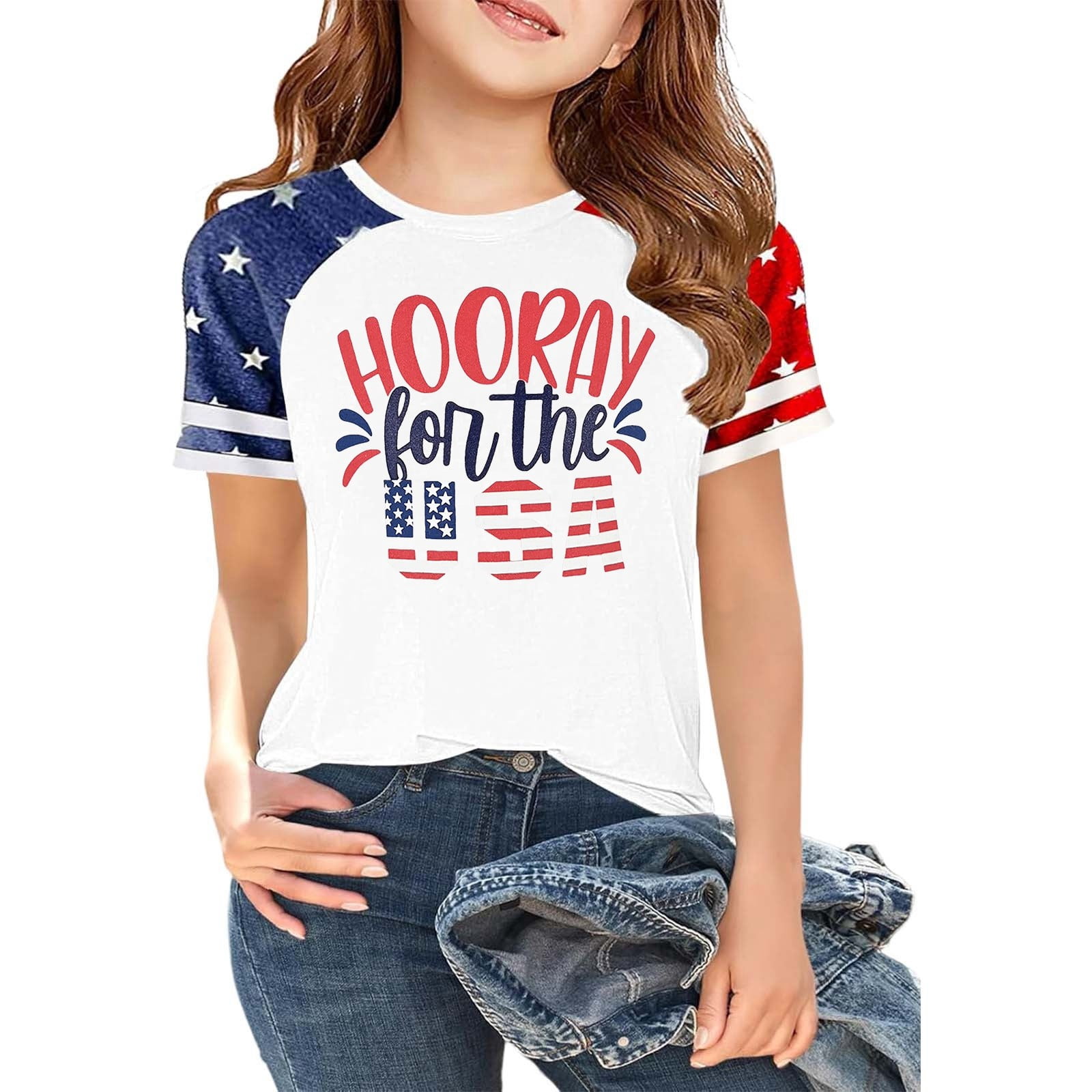 Little Girls Casual Short Sleeve Tops Tees Crewneck Shirts Kids Spring ...